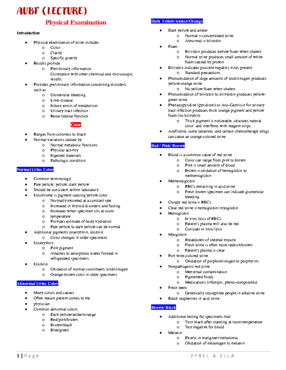 AUBF (LEC) Midterms-Physical Examination(typed) - AUBF (LECTURE) 1 | P ...
