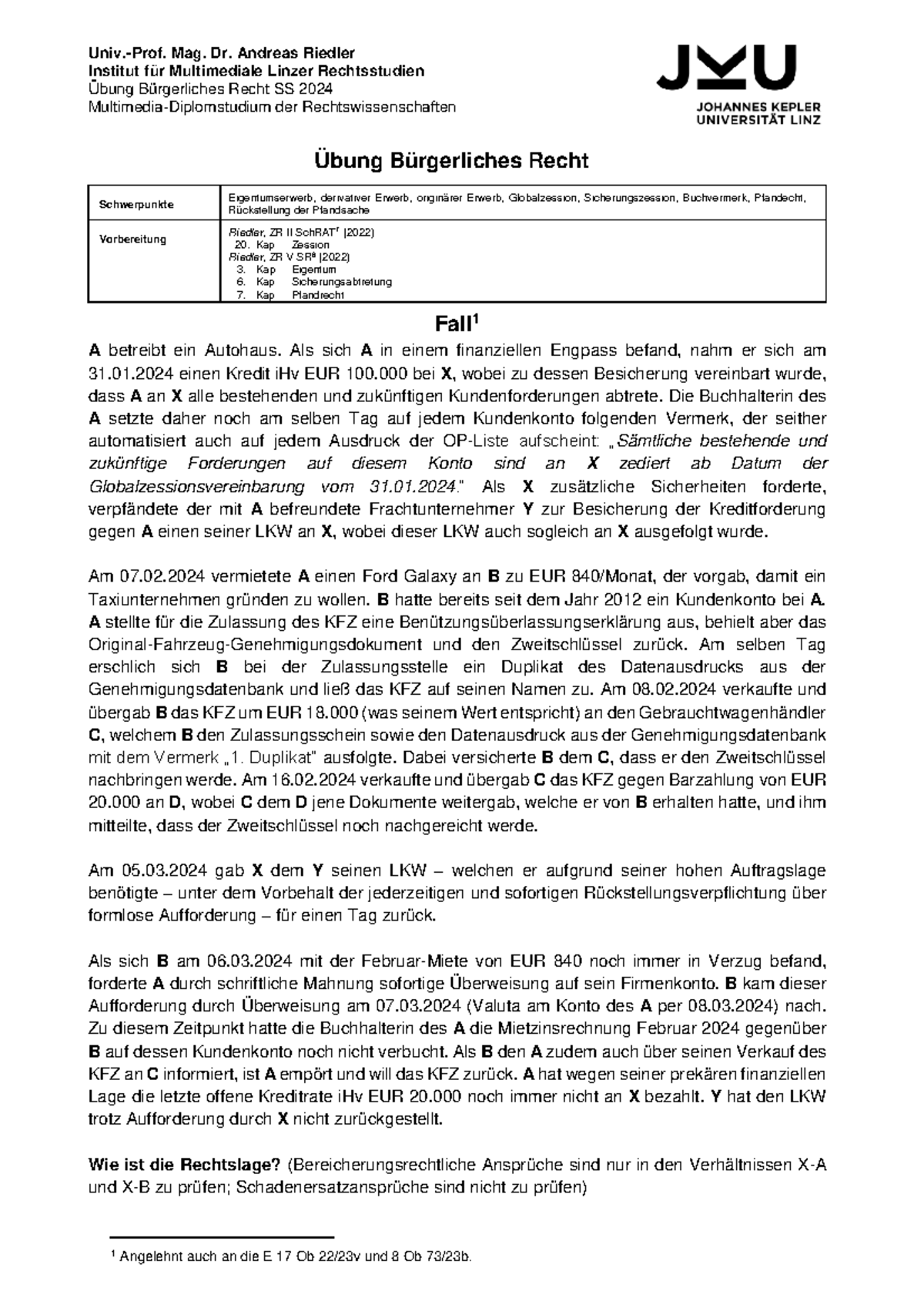 5.fall angabe - Univ.-Prof. Mag. Dr. Andreas Riedler Institut für ...