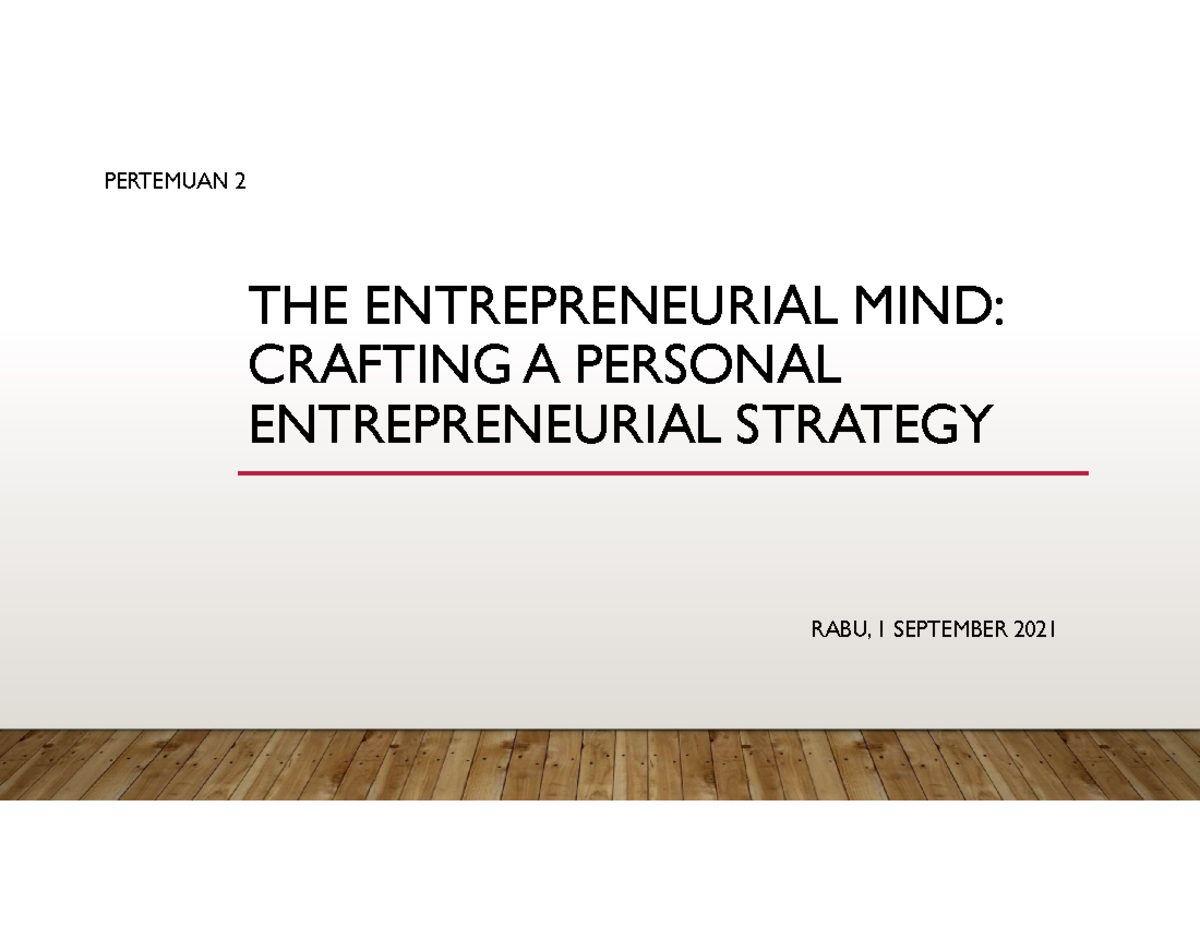 Startup Digital - THE ENTREPRENEURIAL MIND: CRAFTING A PERSONAL ...