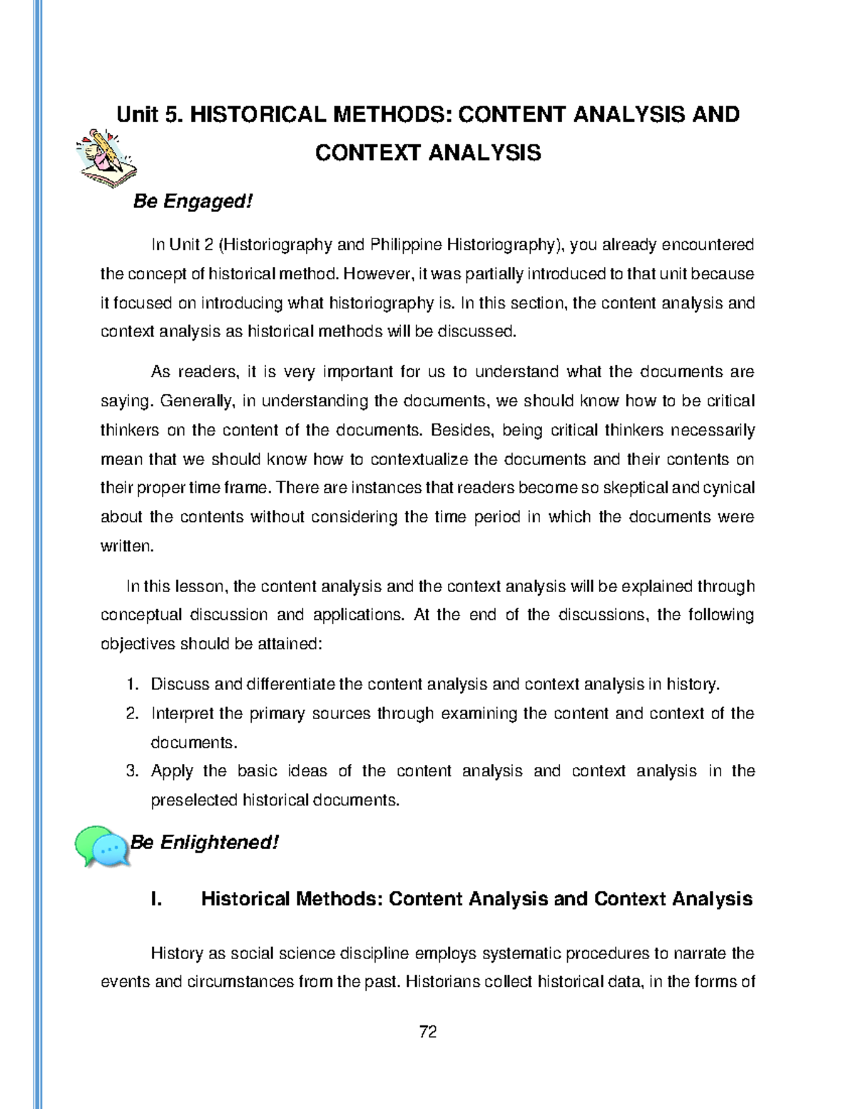 Evangelista-Stephannie-E - Unit 5. HISTORICAL METHODS: CONTENT ANALYSIS AND CONTEXT ANALYSIS Be ...