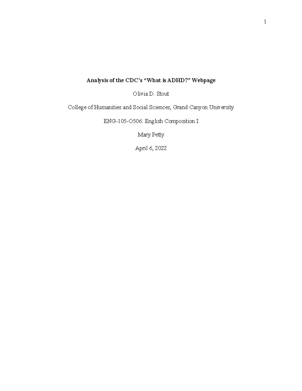 WHAT IS ADHD final - APA 7th paper on ADHD - Analysis of the CDC’s ...