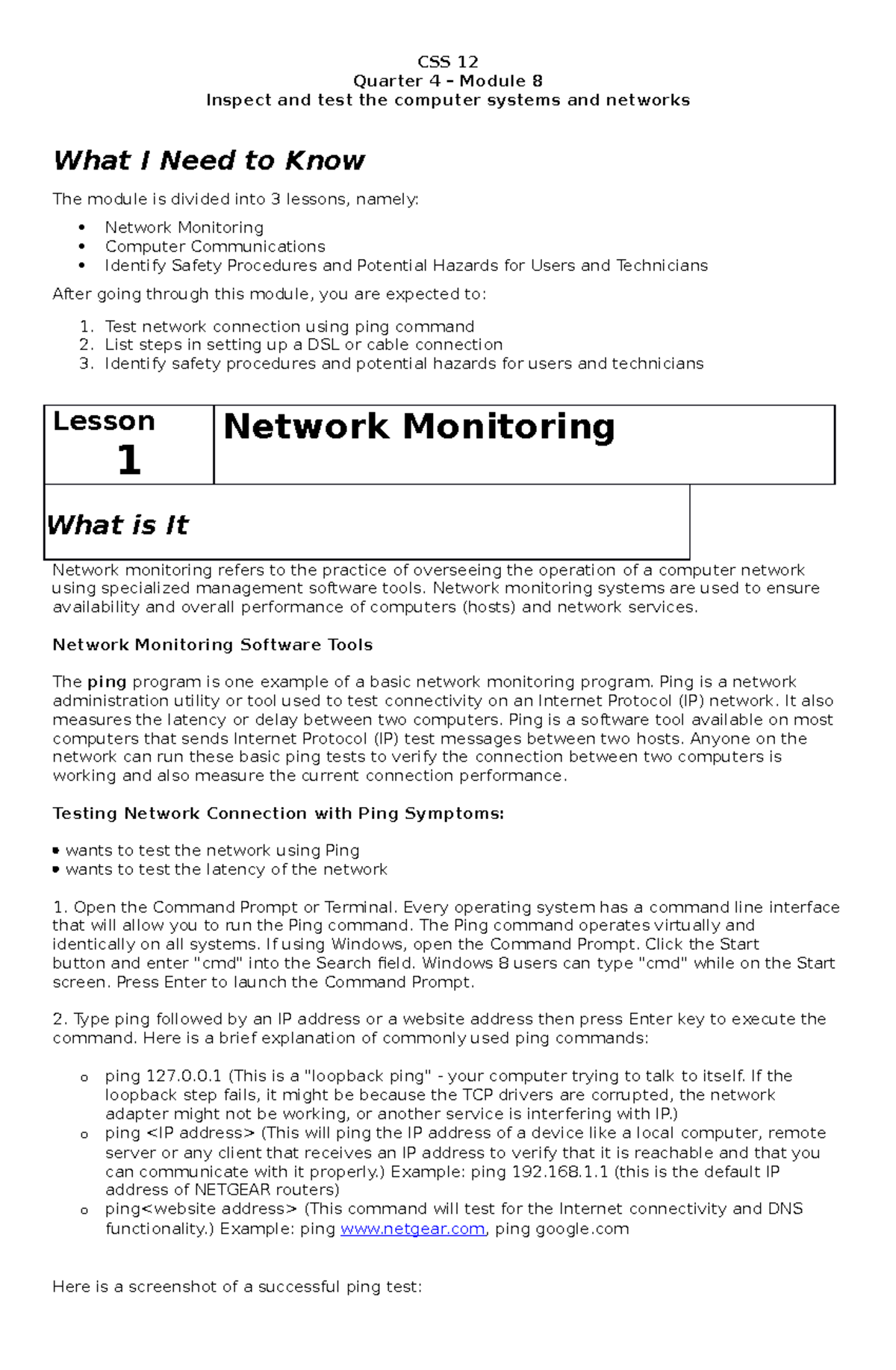 TVL Ictcssgrade 12 Q4 Module 8 - CSS 12 Quarter 4 – Module 8 Inspect ...