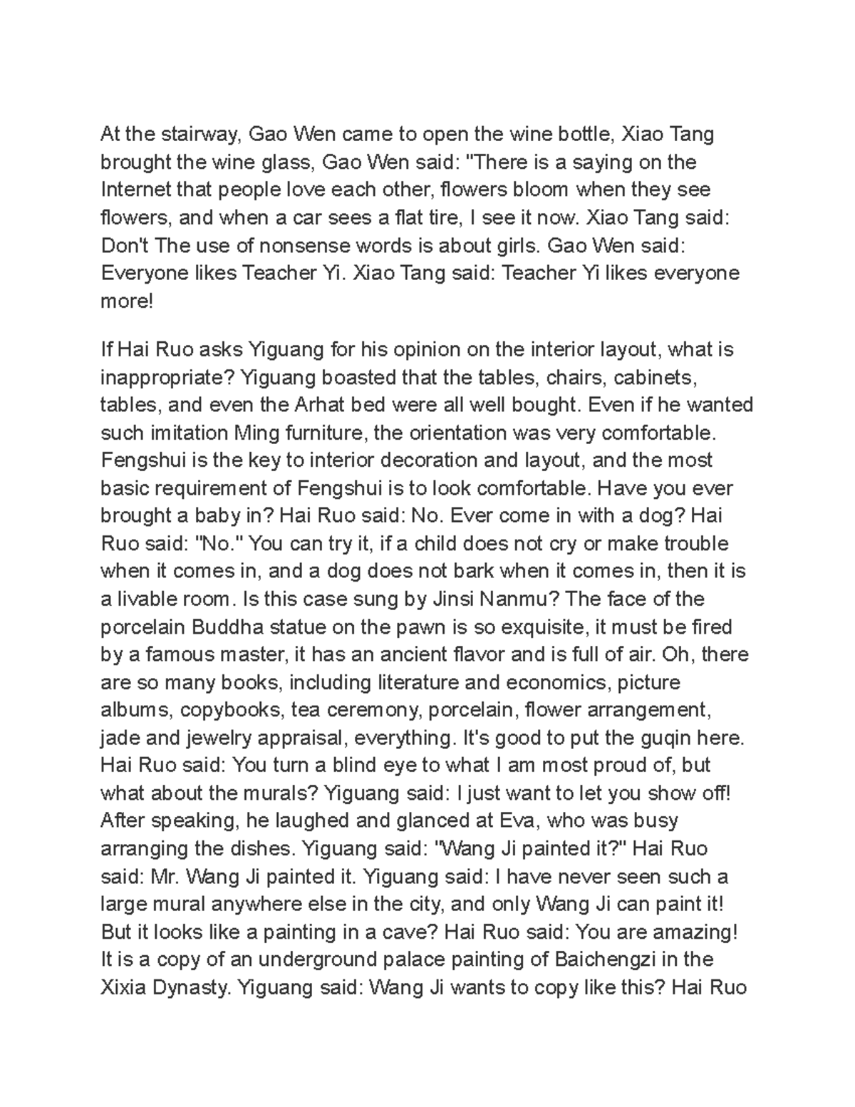 File10 - Essay sample - At the stairway, Gao Wen came to open the wine ...