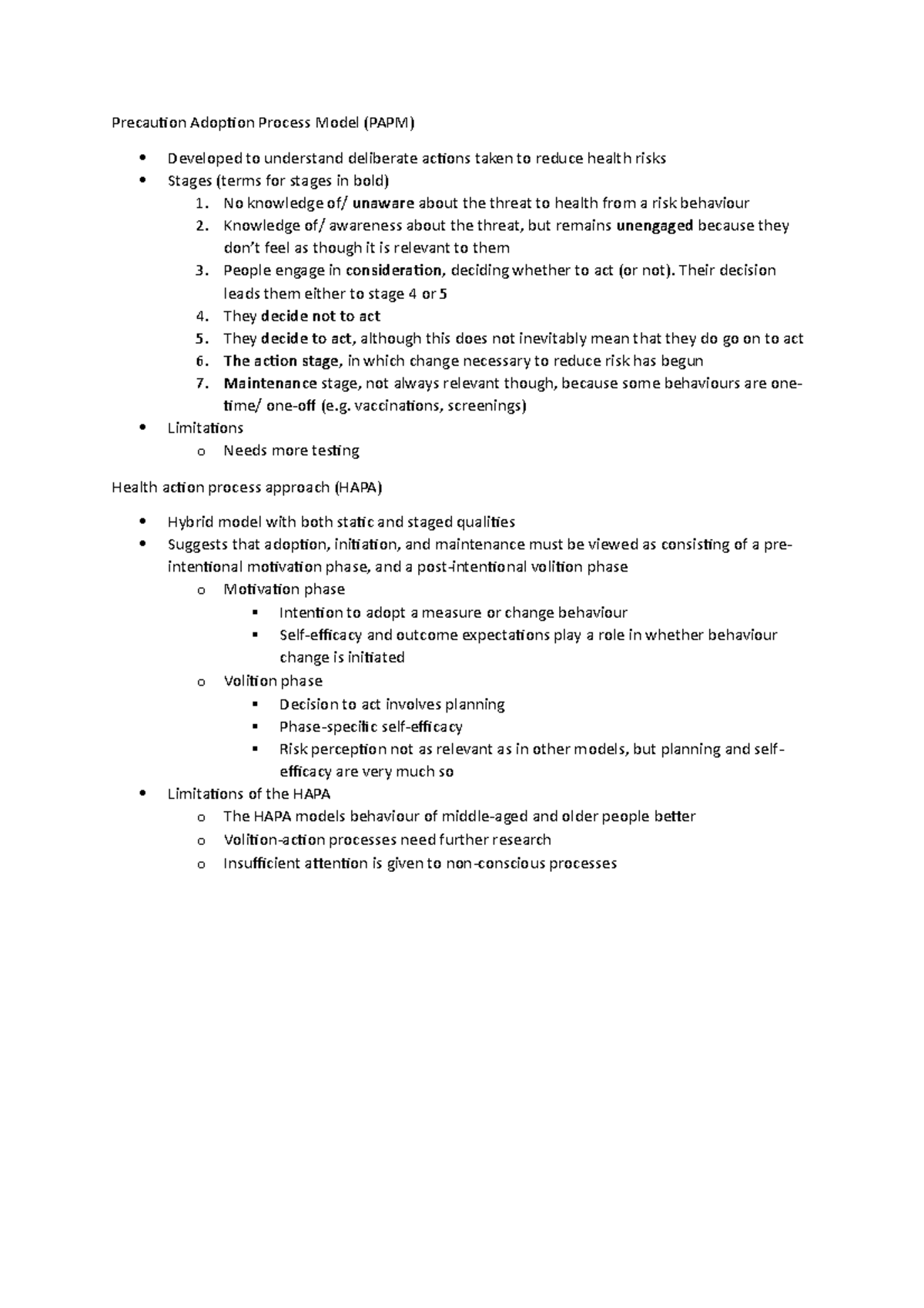 Precaution Adoption Process Model - No knowledge of/ unaware about the ...