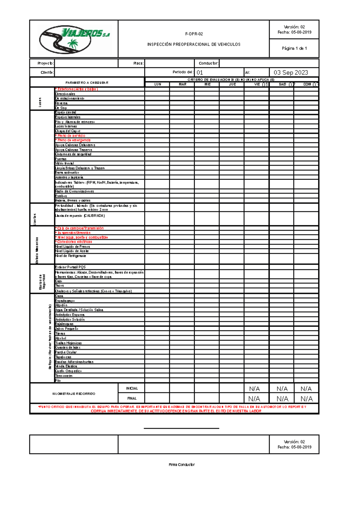 F-OPR-02 Inspección Preoperacional DE Vehiculos-Viajeros - F-OPR ...