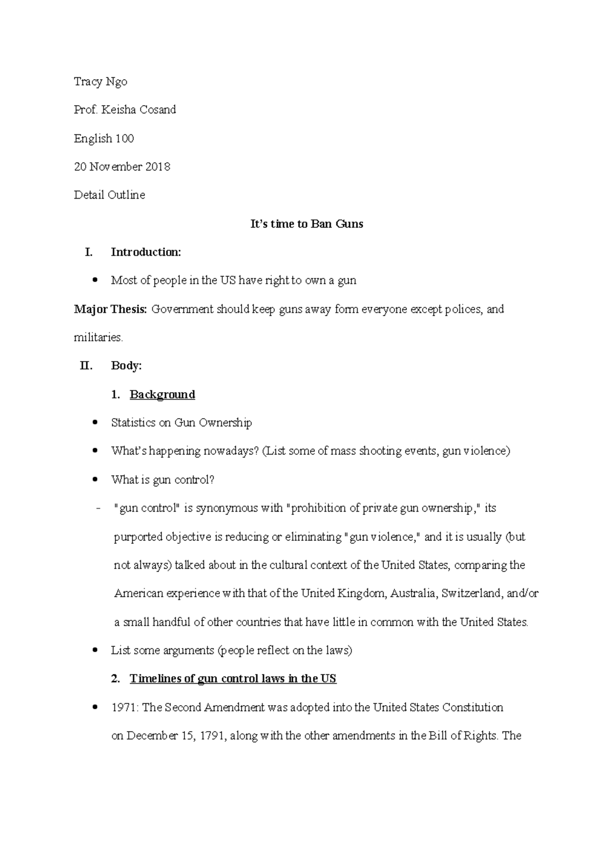 Time to Ban Guns: A Detailed Outline - Studocu