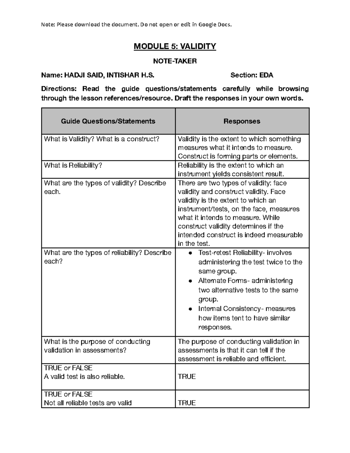 Module 5 L1-NOTE Taker - Note: Please download the document. Do not ...