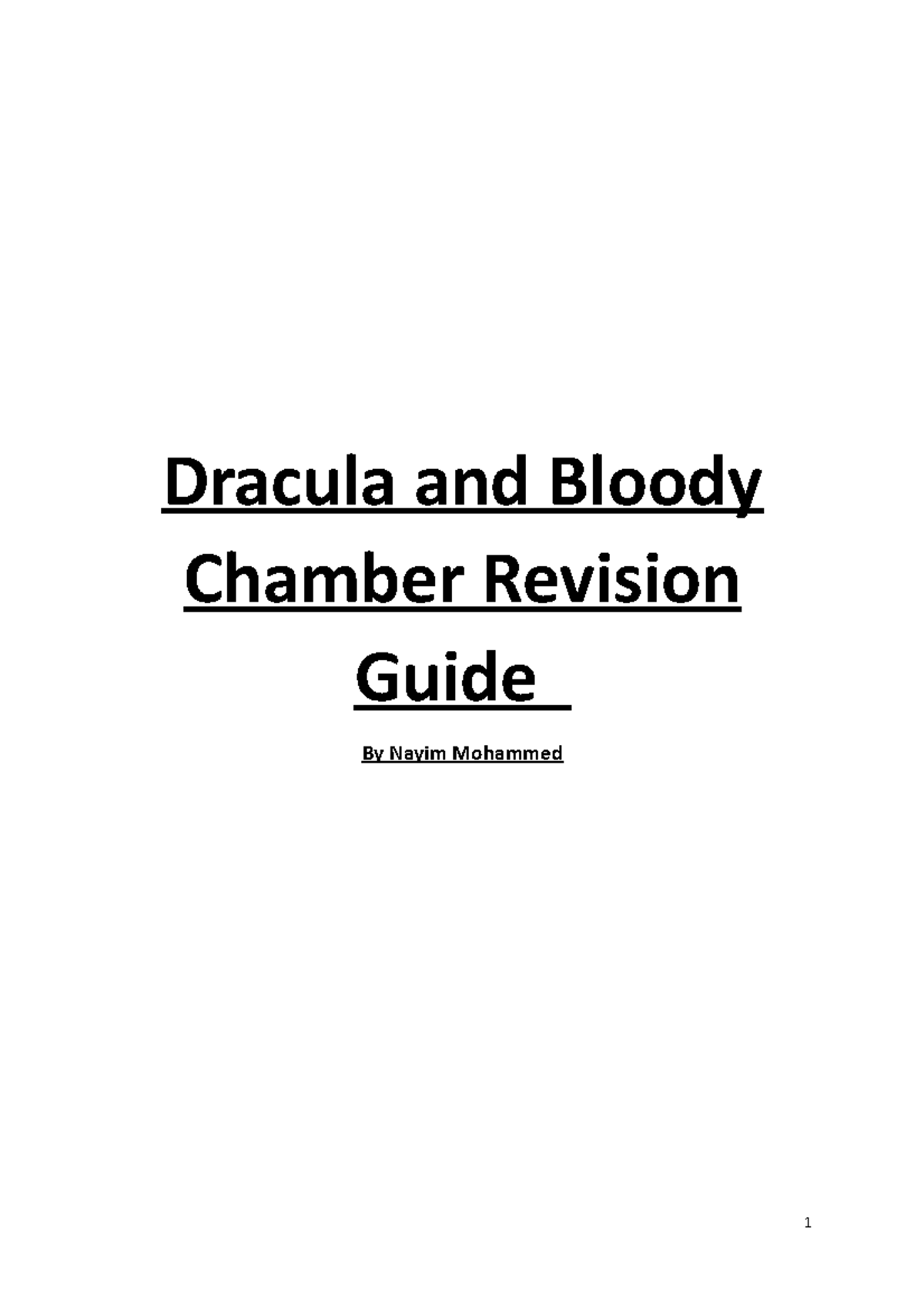 Dracula and Bloody Chamber Revision Guide - Dracula and Bloody Chamber ...