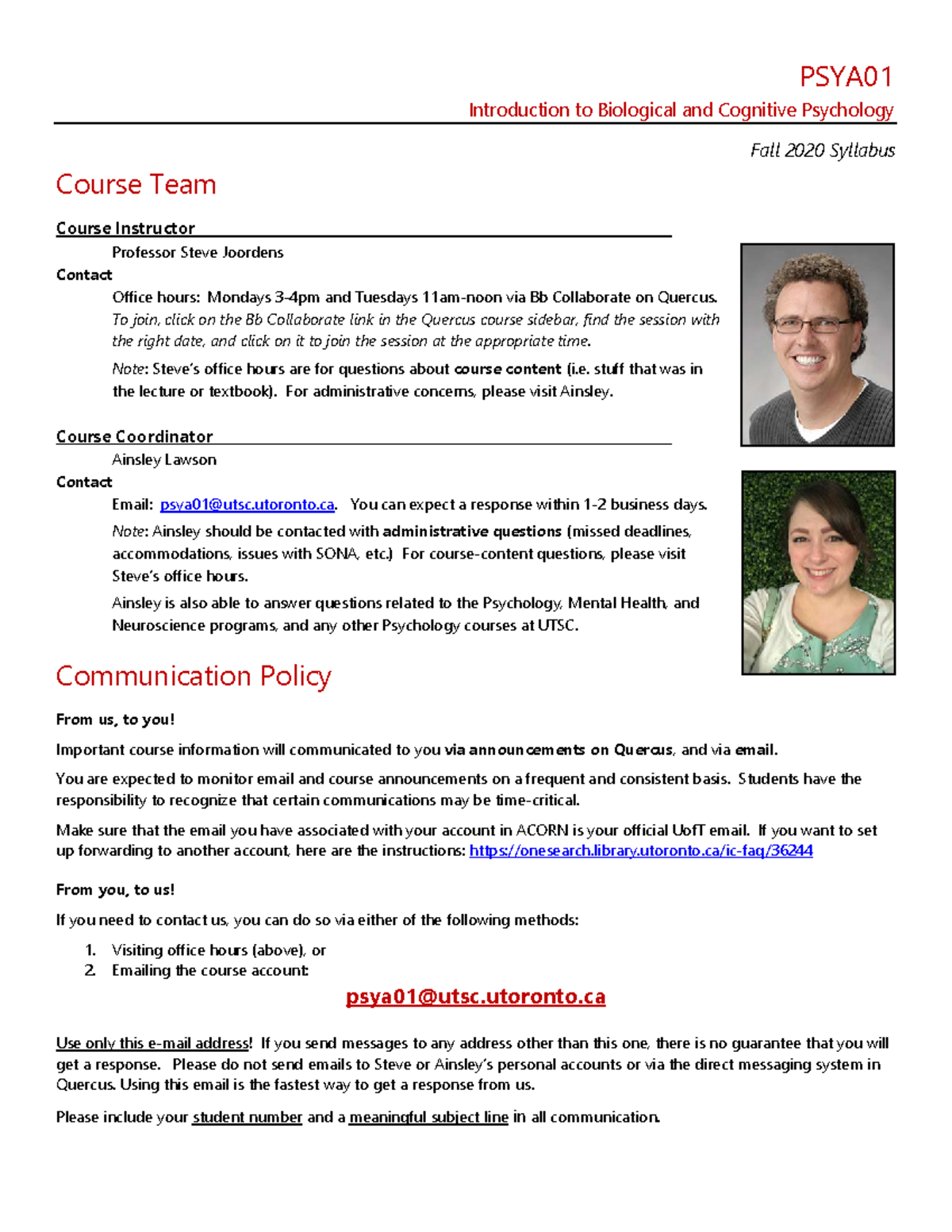 20209 PSYA01 Syllabus - PSYA Introduction to Biological and Cognitive ...