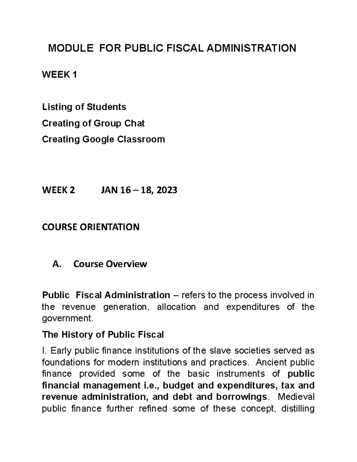 Module FOR Public Fiscal Revised - MODULE FOR PUBLIC FISCAL ...