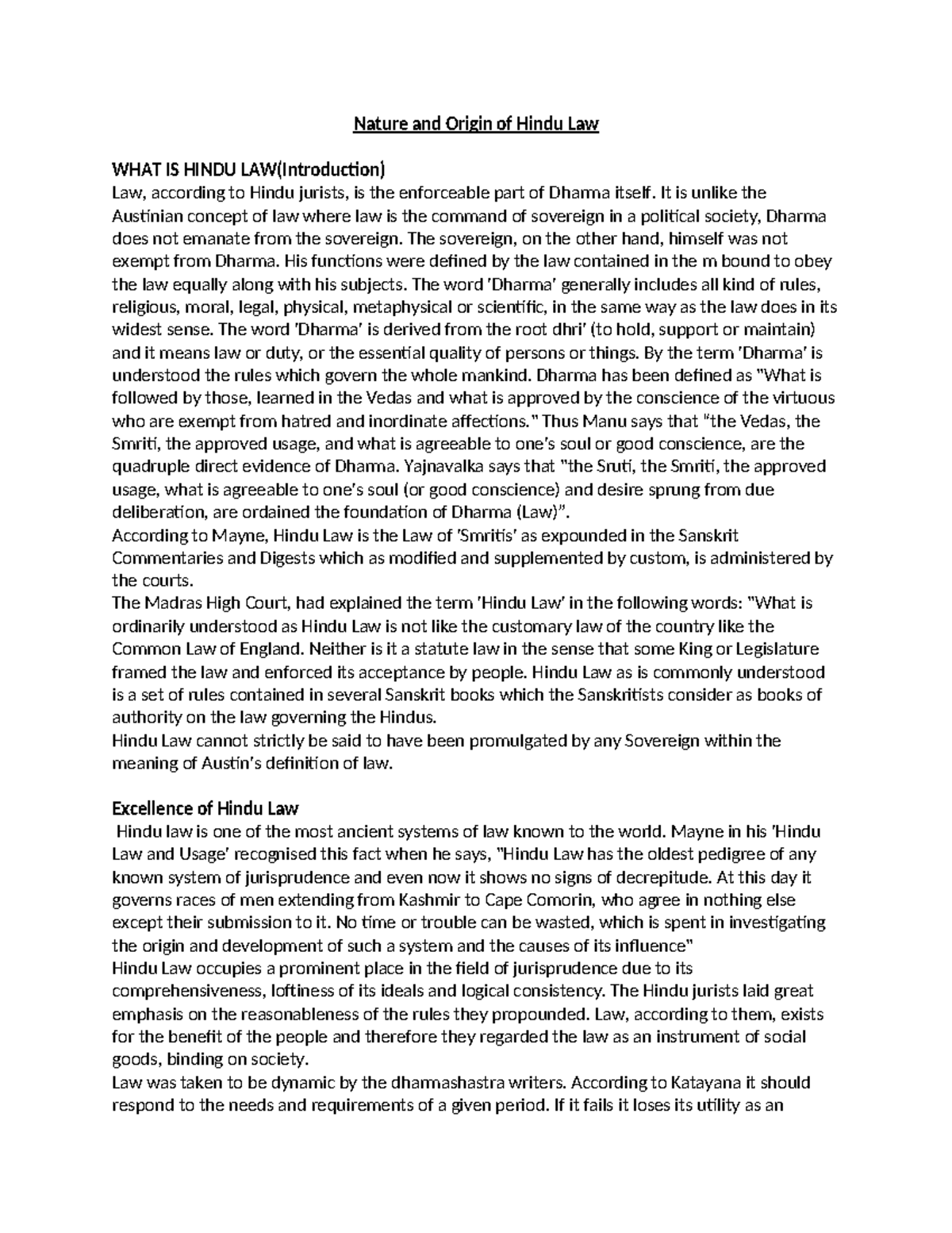 17727 1632661257 - Notes - Nature and Origin of Hindu Law WHAT IS HINDU ...