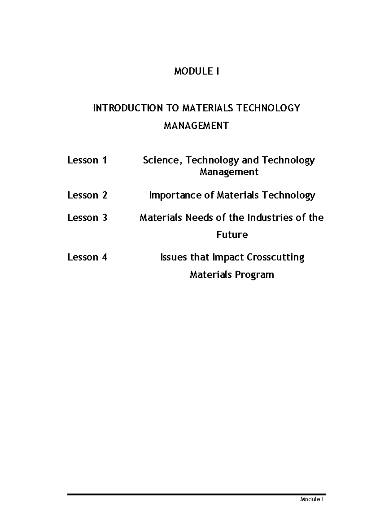 ITPM 102 Module I 1 - Accountancy - MODULE I INTRODUCTION TO MATERIALS ...