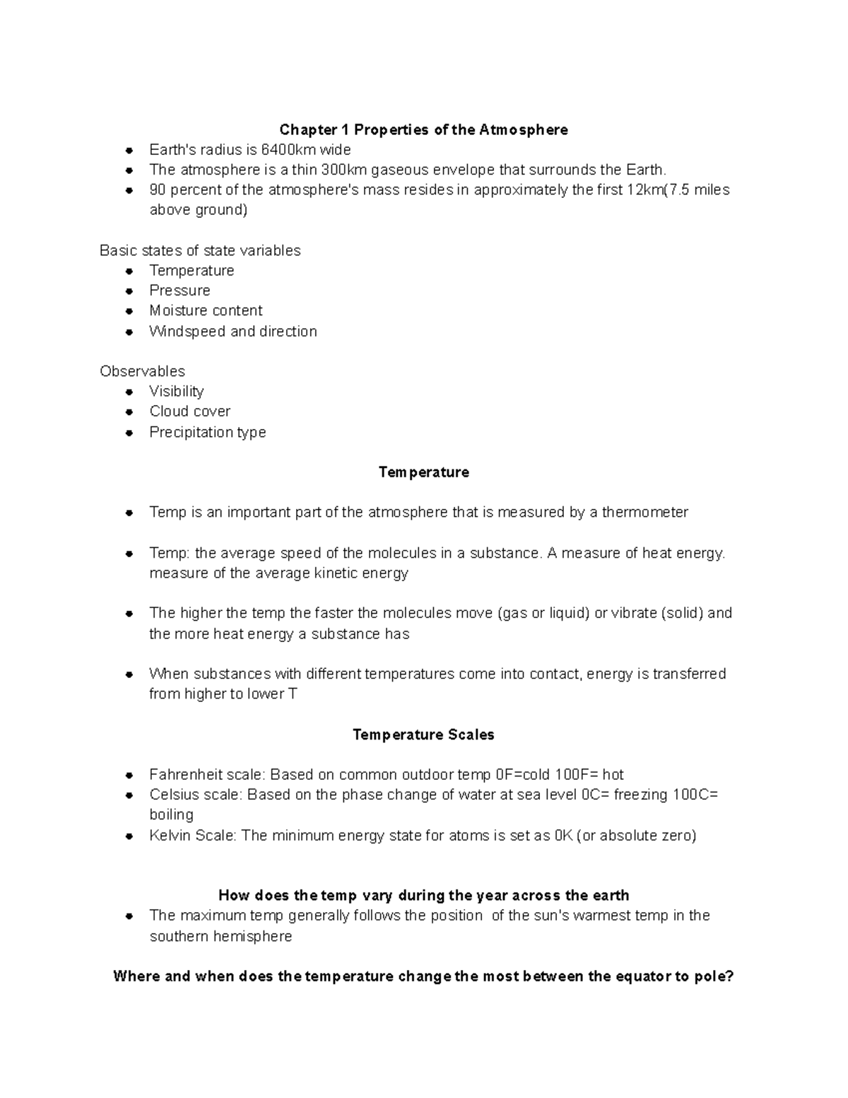 Weather and Atompshere Lecture 1 - Chapter 1 Properties of the ...