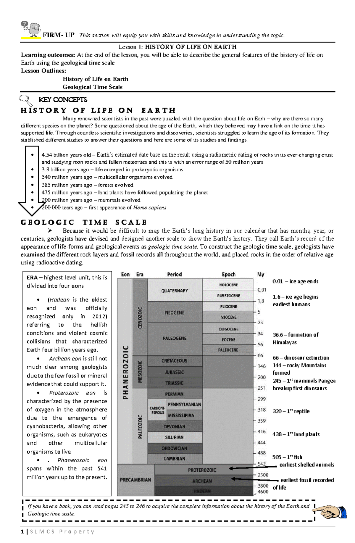 Lesson 3 - General biology Geologic time scale - FIRM- UP This section ...