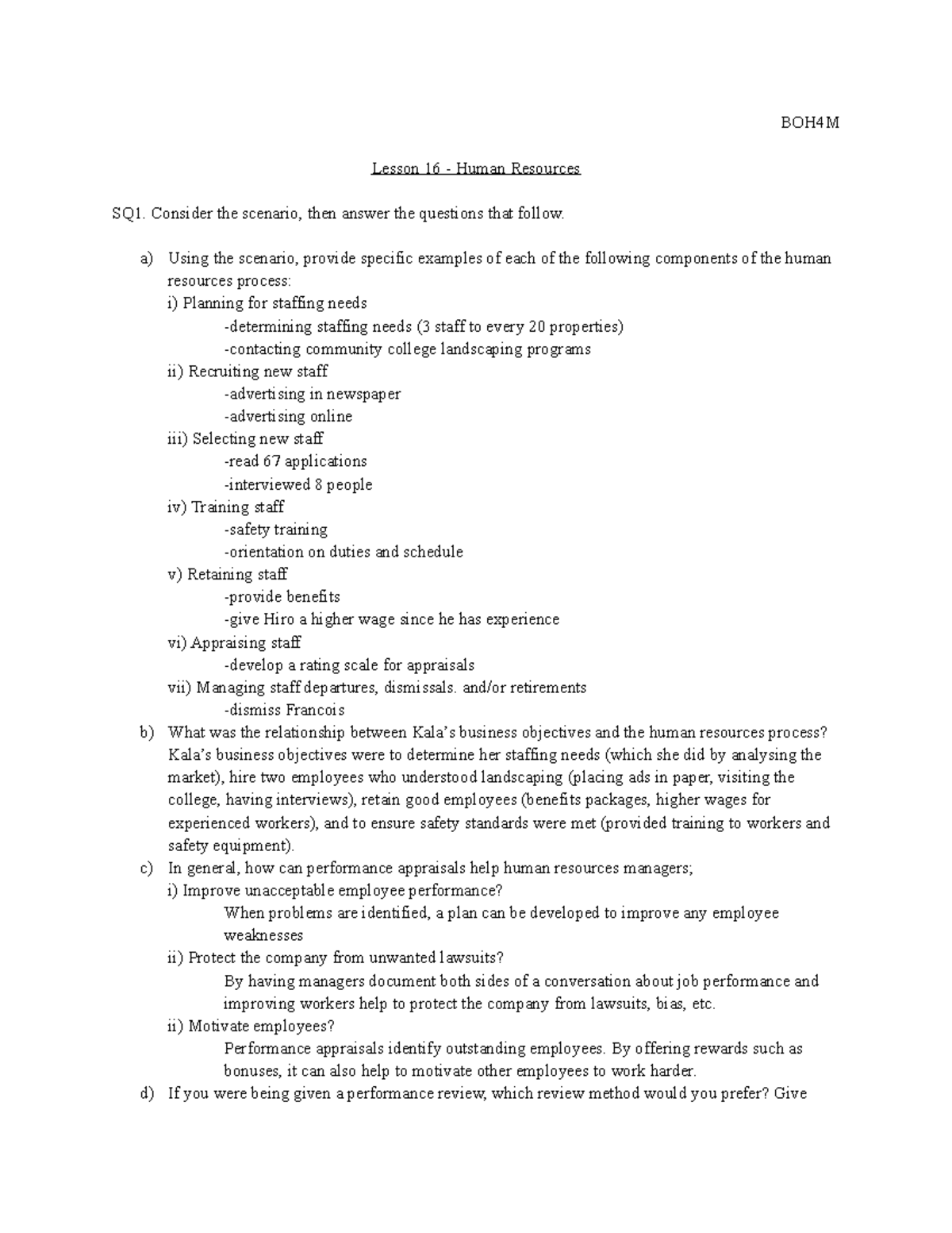 Lesson 16 - Human Resources - BOH4M Lesson 16 - Human Resources SQ1 ...