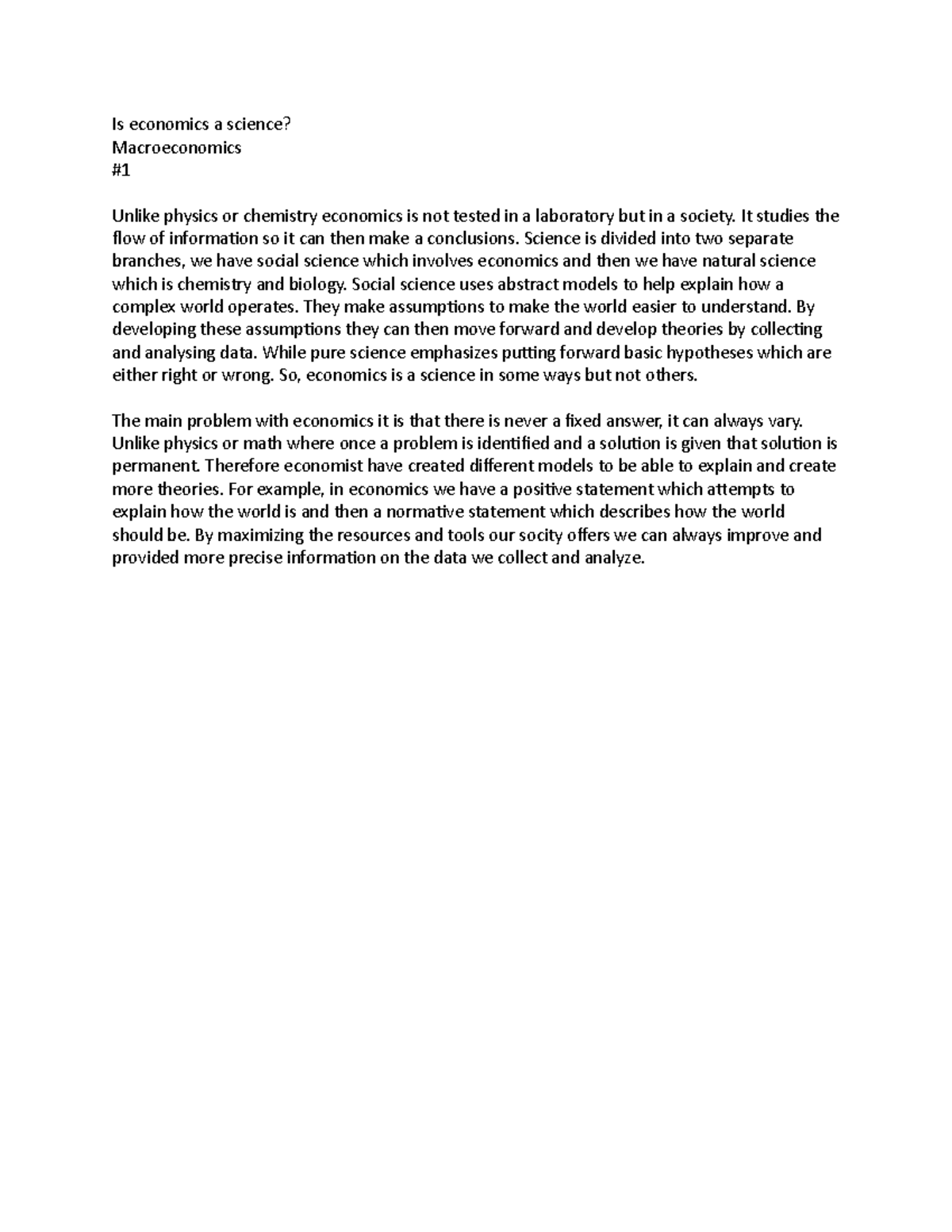 Is economics a science - Is economics a science? Macroeconomics Unlike ...