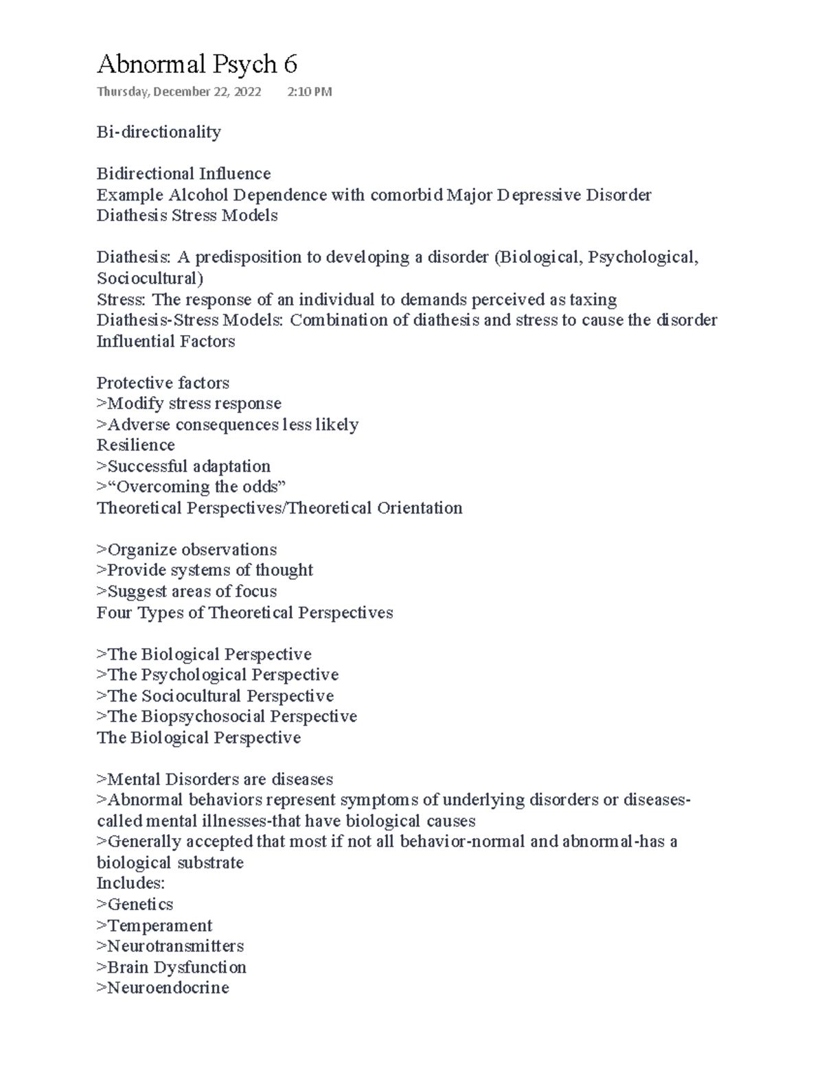 Abnormal Psychchology Lecture 9 - Bi-directionality Bidirectional ...