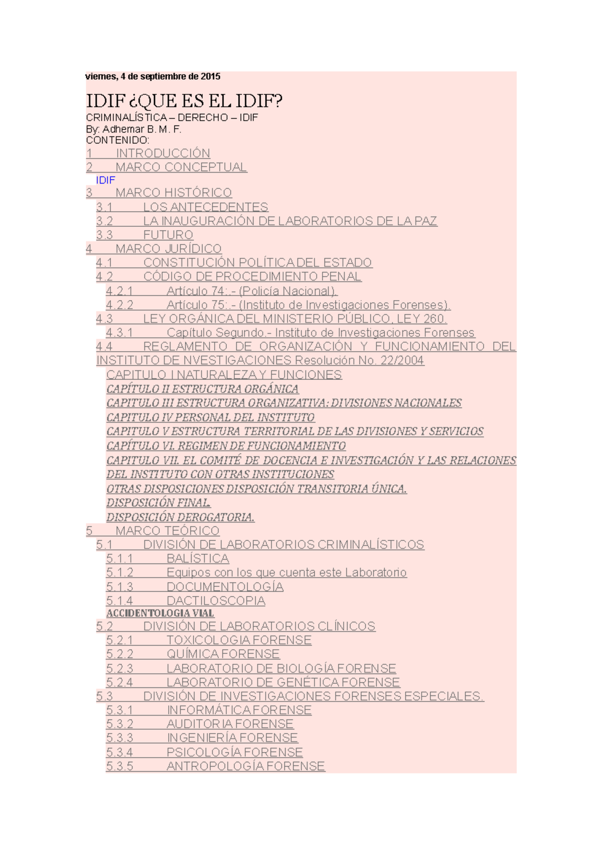 Instituto de Investigaciones Forenses - Bolivia - IDIF - viernes, 4 de ...