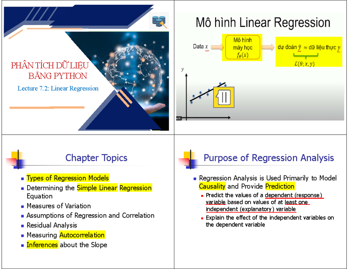 Lecture 7.2 - hoi qui don - Lecture 7: Linear Regression PHÂN TÍCH D Ữ LI Ệ U B Ằ NG PYTHON ...
