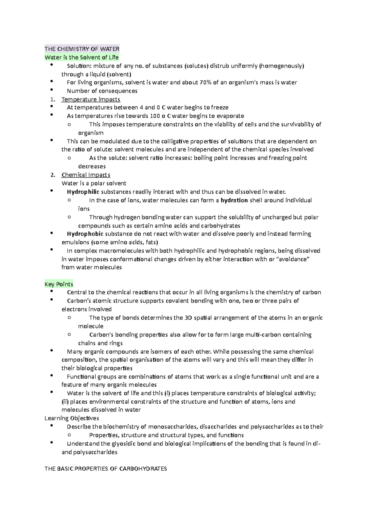 The Chemistry of Water - Lecture notes 4-5 - THE CHEMISTRY OF WATER ...