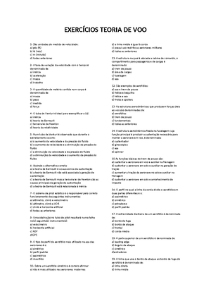 ExercíCIOS TV 9 - Atividades de Teoria de Voo - EXERCÍCIOS TEORIA DE ...
