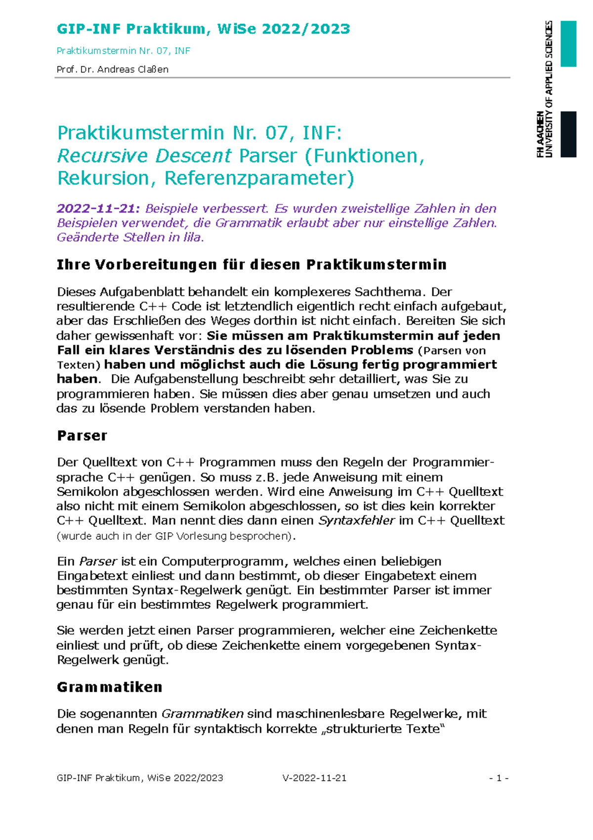 GIP-Praktiukm 7 - Grundlagen der Informatik und höhere Programmiersprache- Praktikum07 - - Studocu