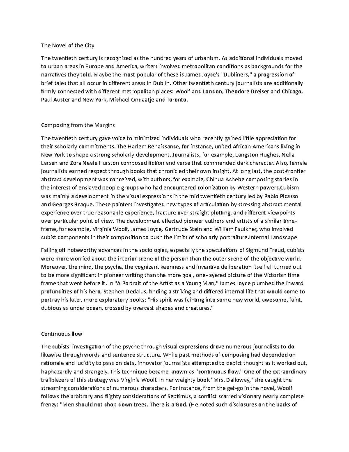 20th C literature - The Novel of the City The twentieth century is ...