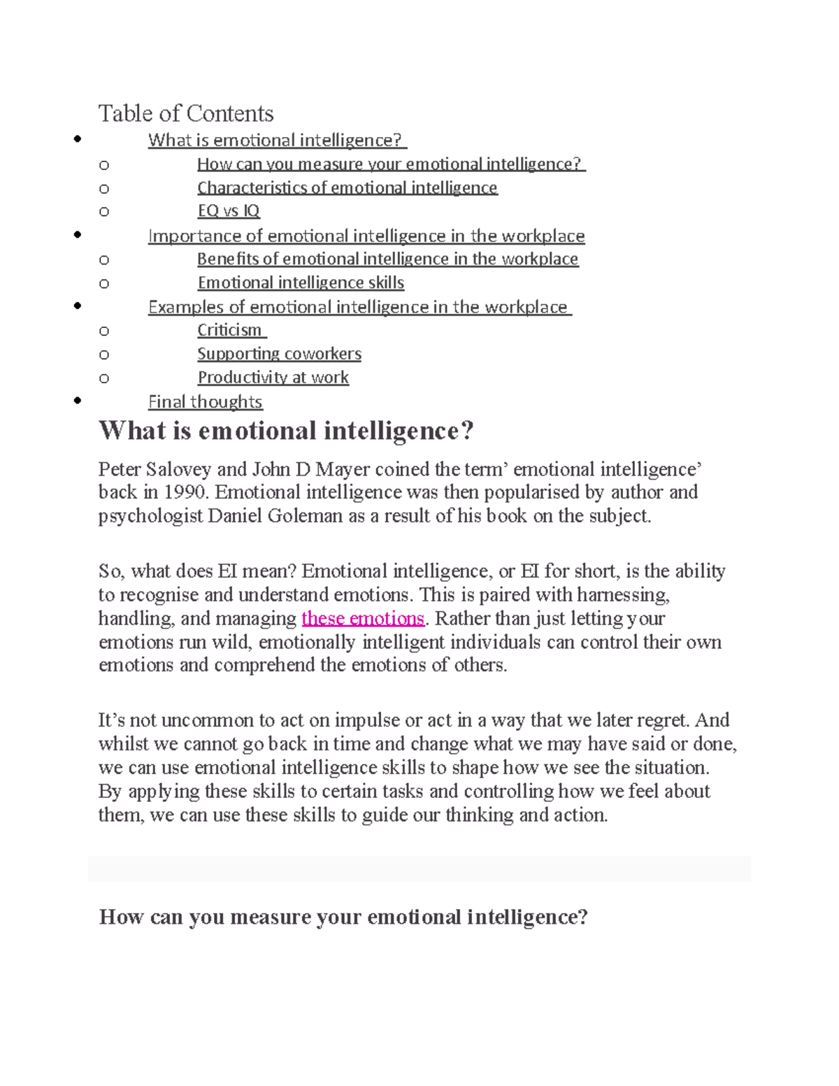 Emotional Intelligence - Emotional intelligence was then popularised by ...