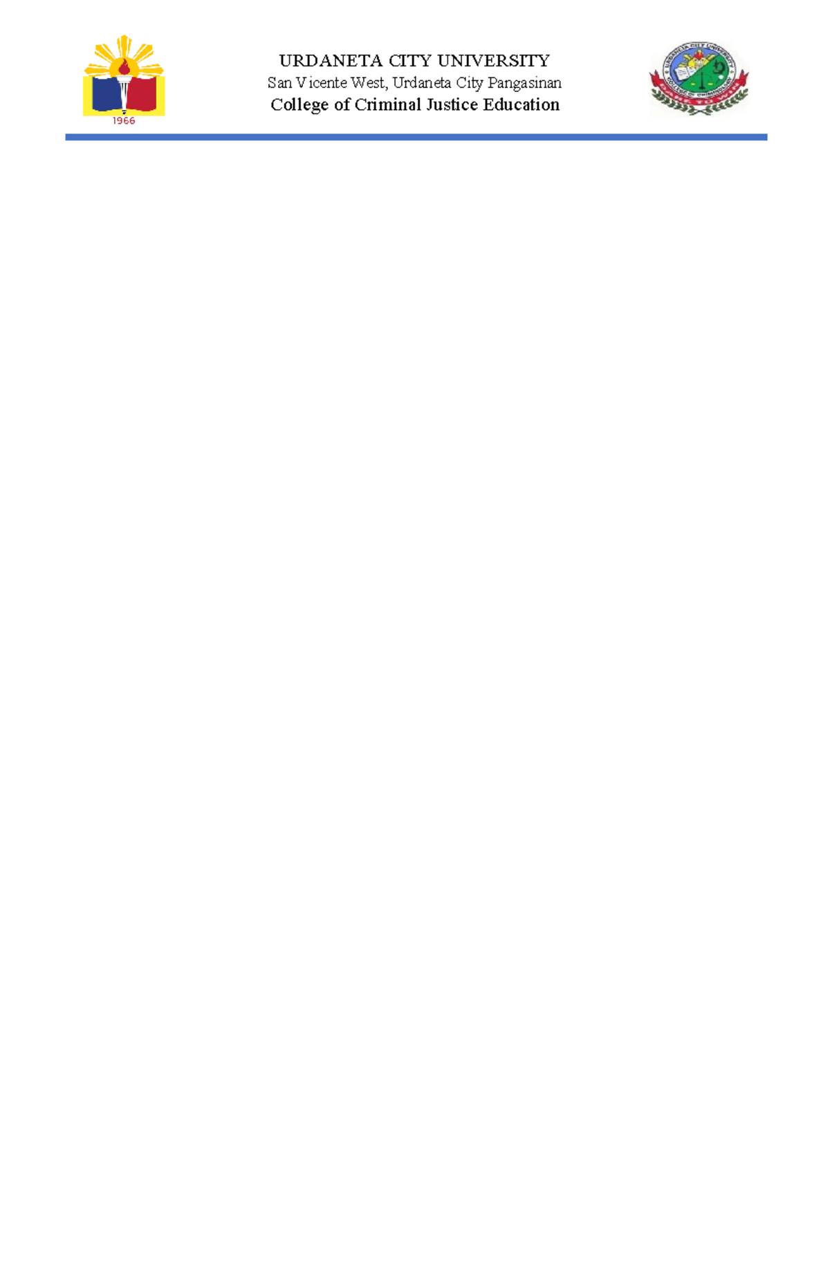 UCU - Logos - Criminology - URDANETA CITY UNIVERSITY San Vicente West ...