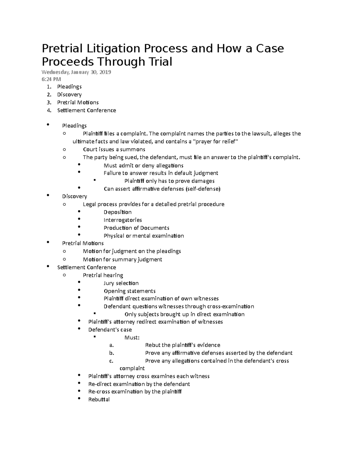 BLAW Pretrial Litigation Process and How a Case Proceeds Through Trial ...