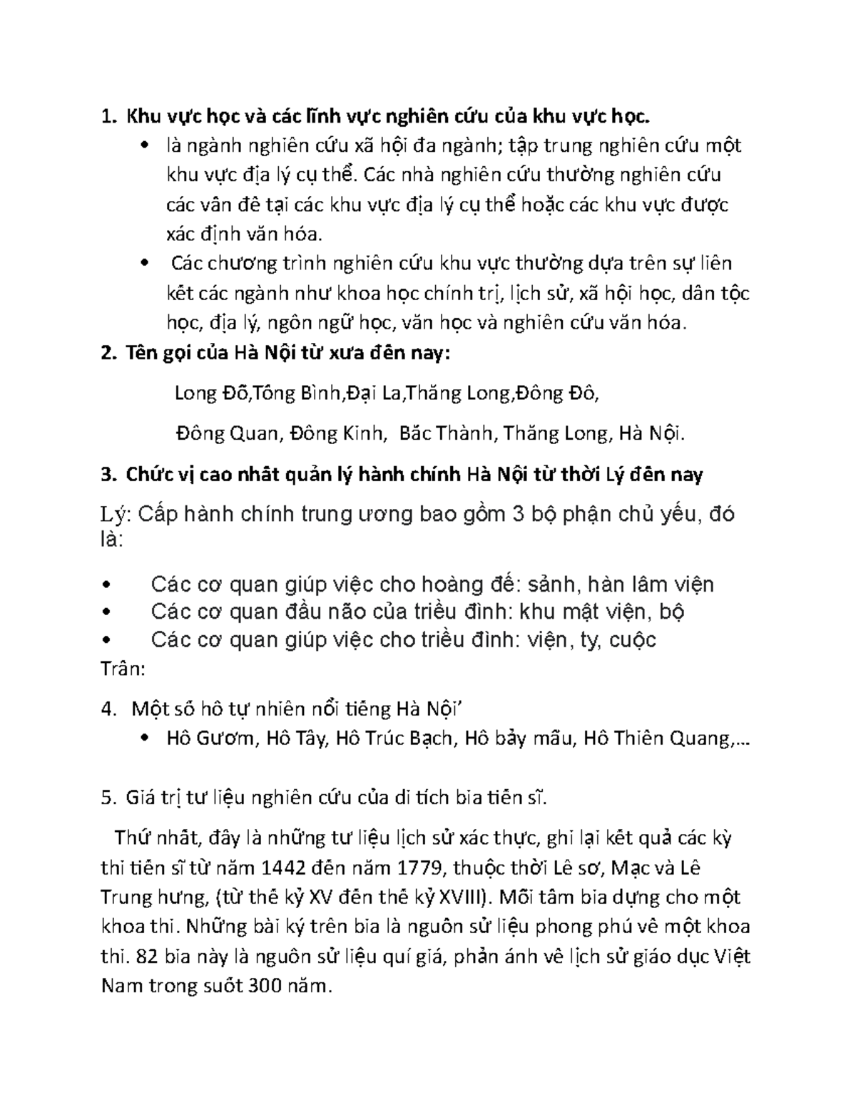 Đề cương HN Học câu 1 đến 10 - 1. Khu v c h c và các lĩnh v c nghiên c ...