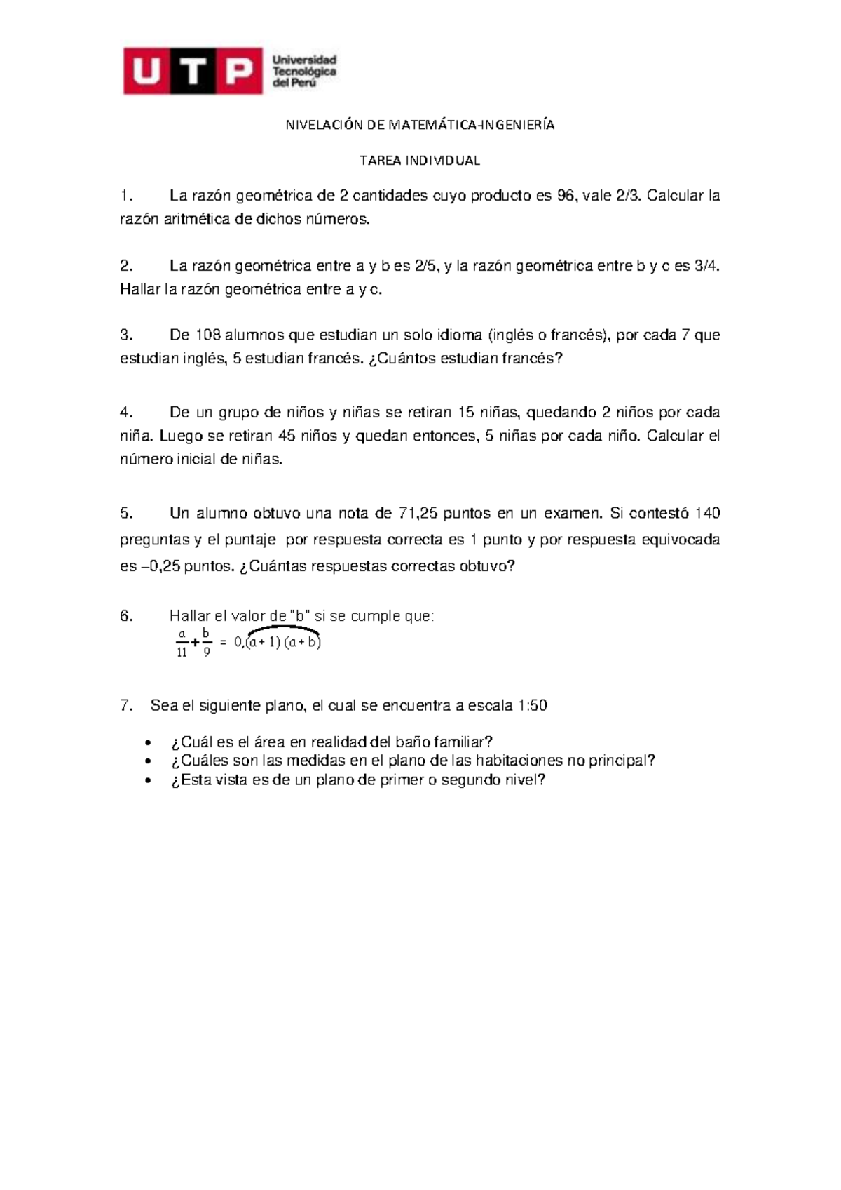 Traea individual sobre decimales y razones - NIVELACIÓN DE MATEMÁTICA ...