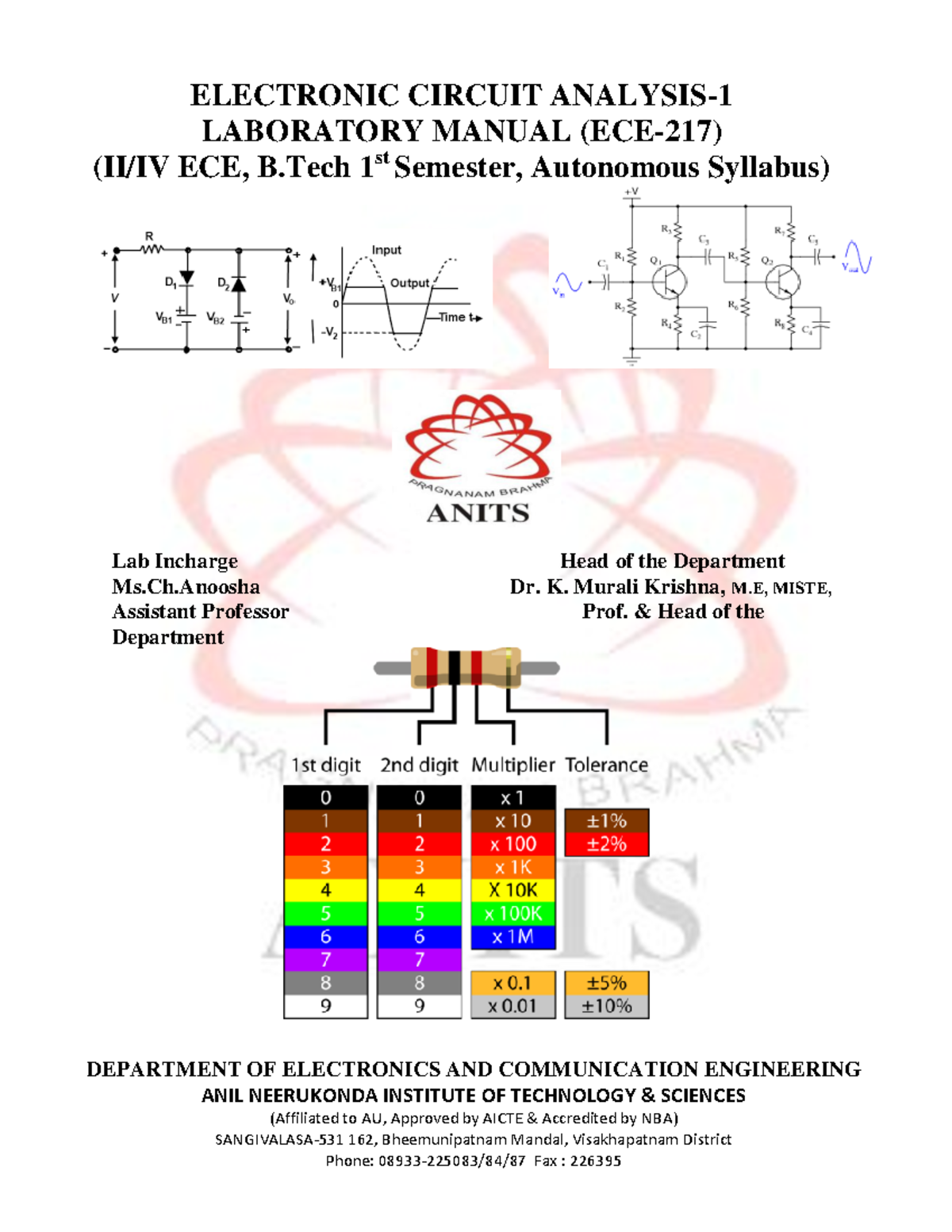 ECA-1 - Manual - 1 ELECTRONIC CIRCUIT ANALYSIS- 1 LABORATORY MANUAL ...