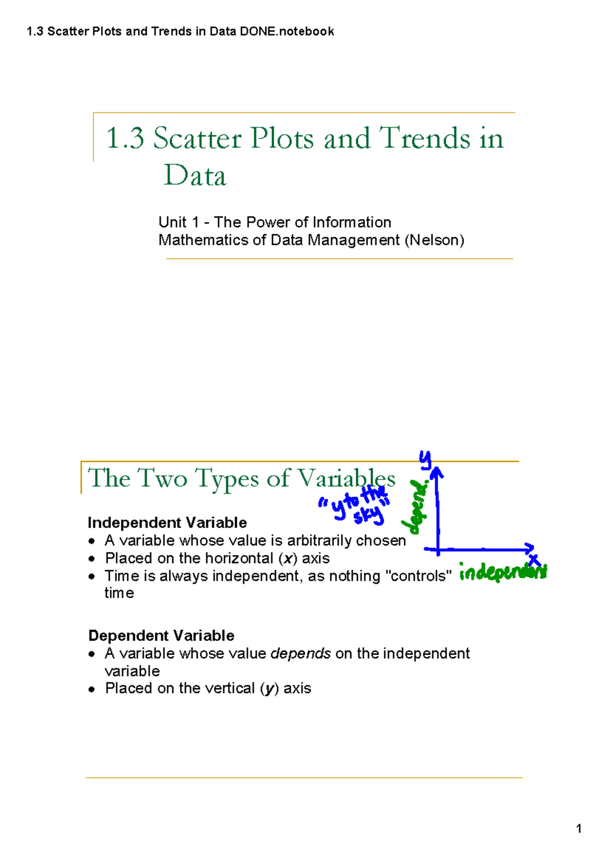 1.3 Scatter Plots and Trends in Data DONE - Unit 1 The Power of ...