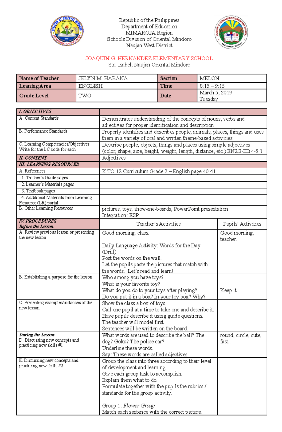 COT DLP English 2 BY Teacher Jelyn M. Habana - Republic of the ...