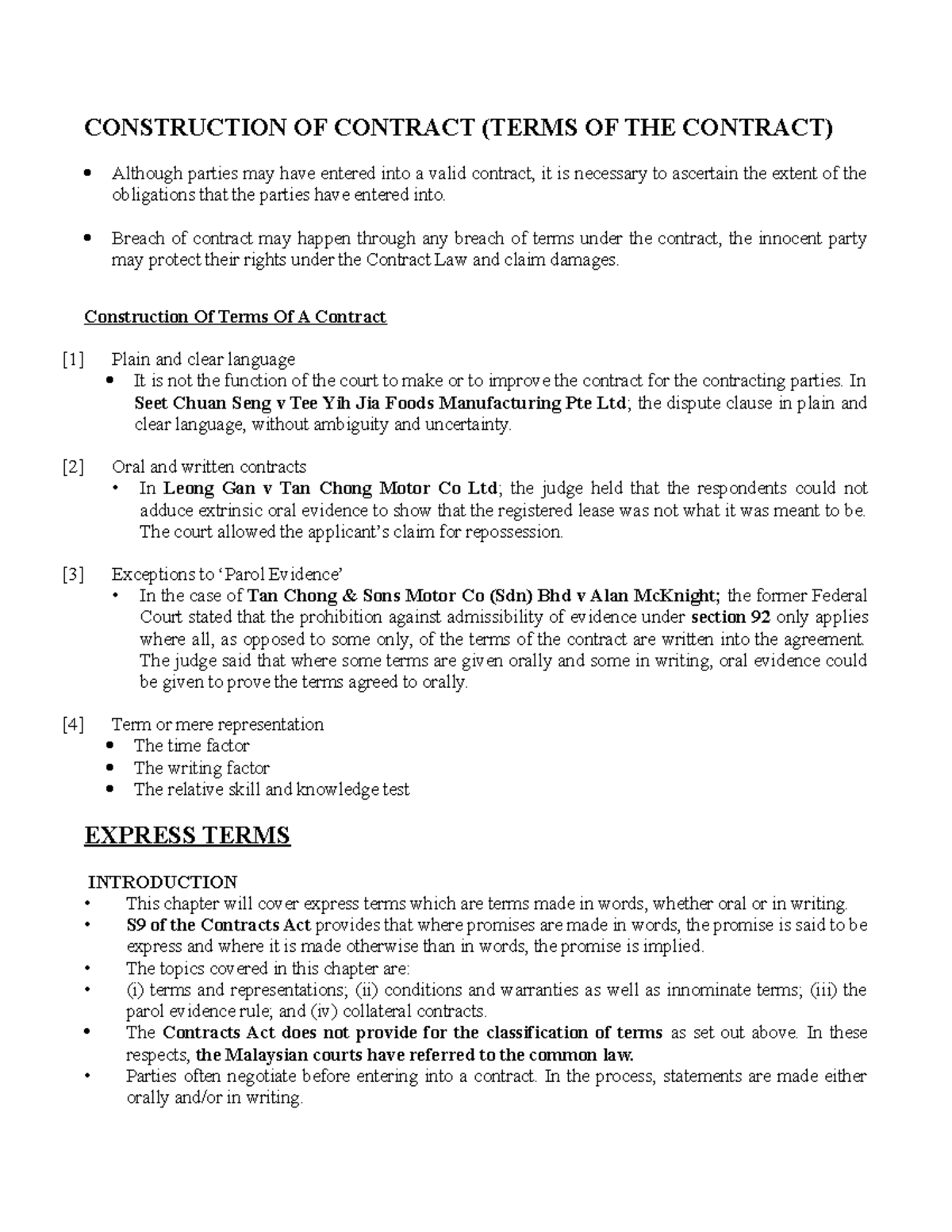 Notes- Terms - Just the term that can help you - CONSTRUCTION OF ...