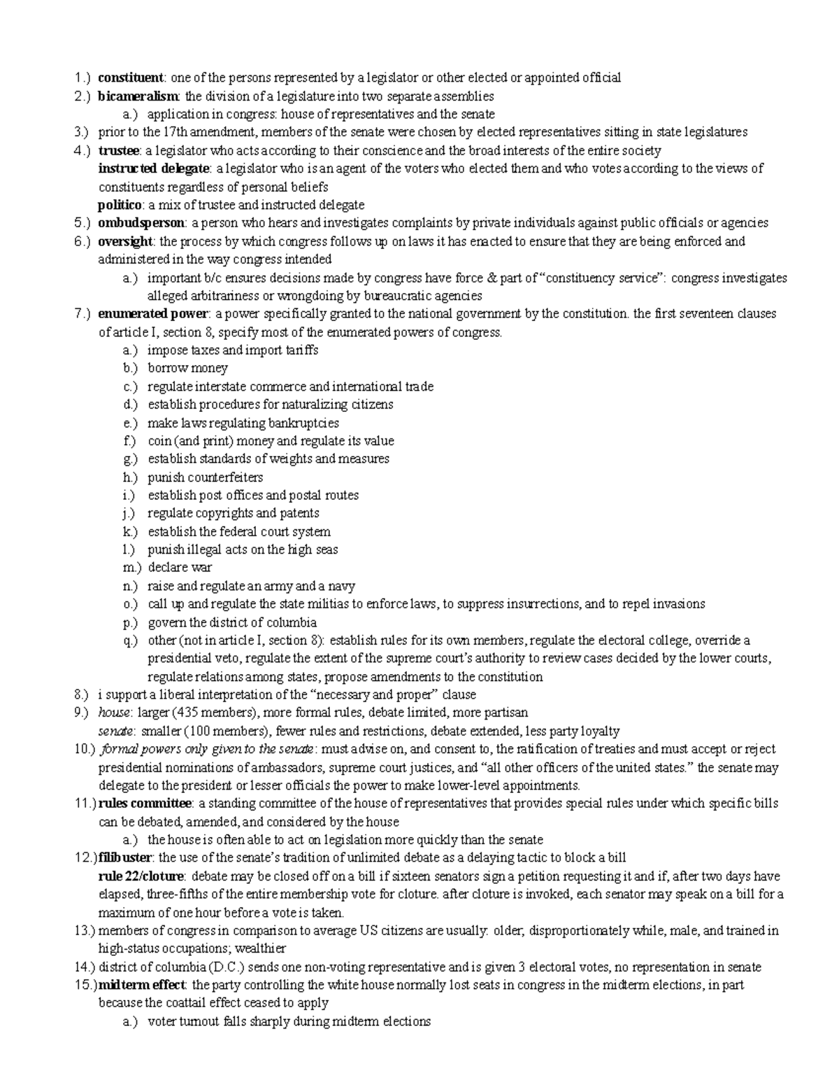 Copy of ap gov ch.11 reading guide - 1.) constituent: one of the ...