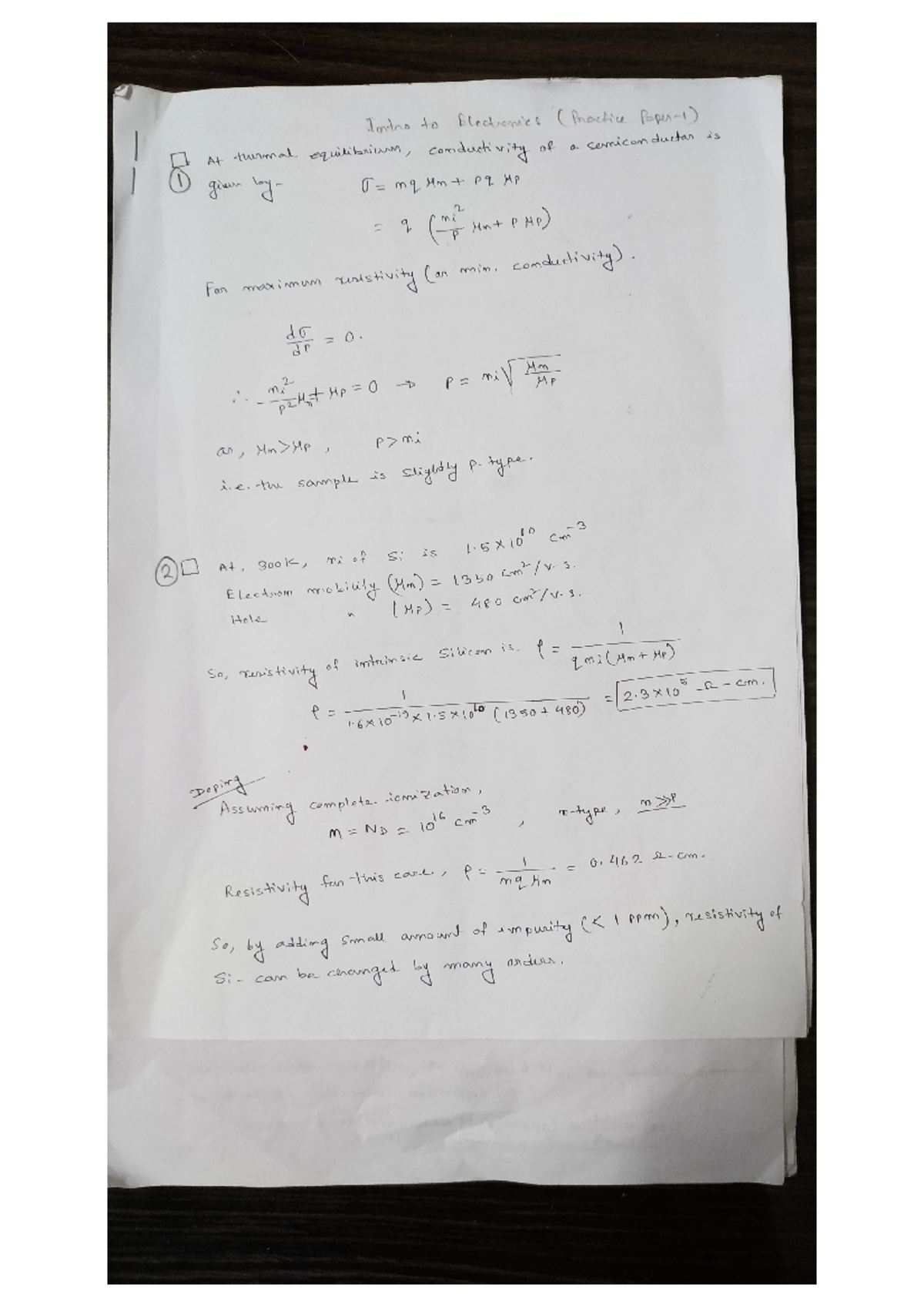 Practice Paper 01 Solution - Basic Electronics - Studocu