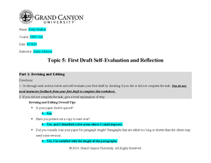 Self Reflection Topic 7 - Self-Reflection Kelly M. Neither Grand Canyon ...