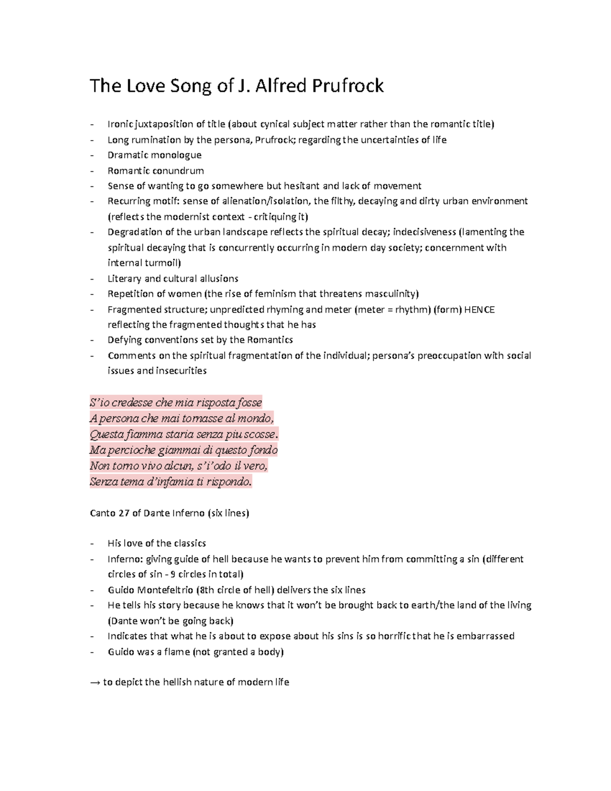 Analysis of T.S Eliot poems - The Love Song of J. Alfred Prufrock ...
