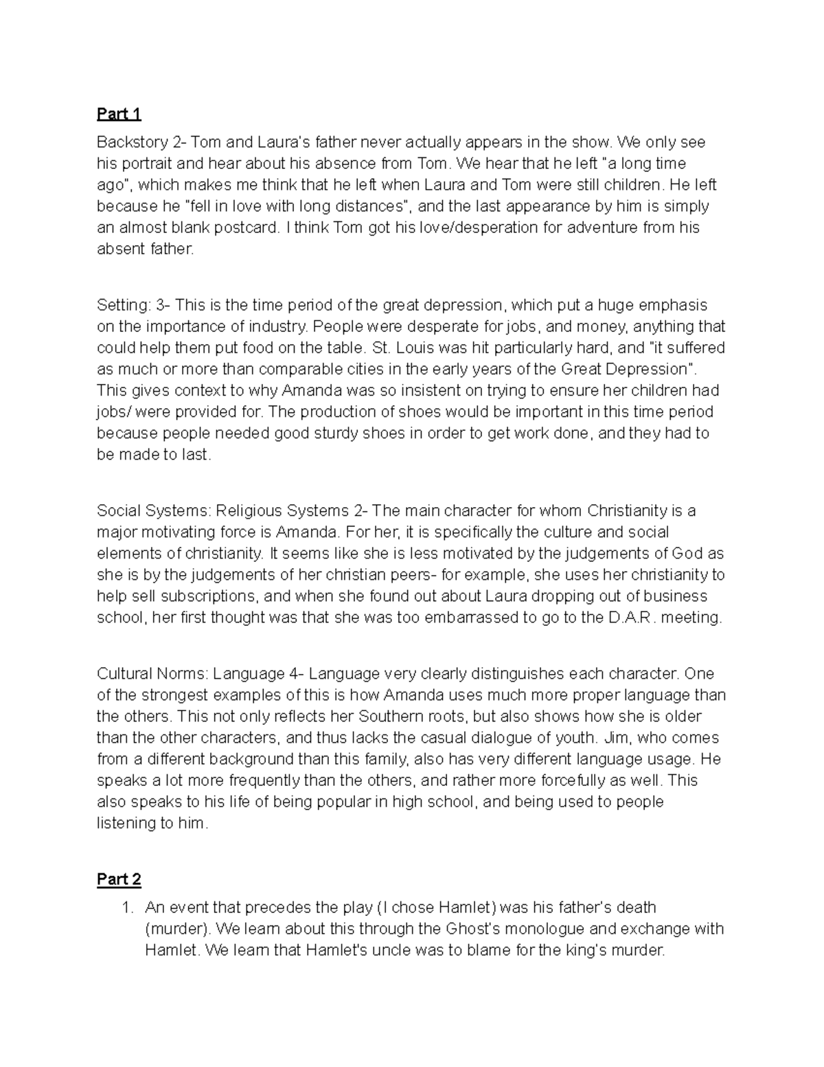 Given Circumstances - Part 1 Backstory 2- Tom and Laura’s father never ...