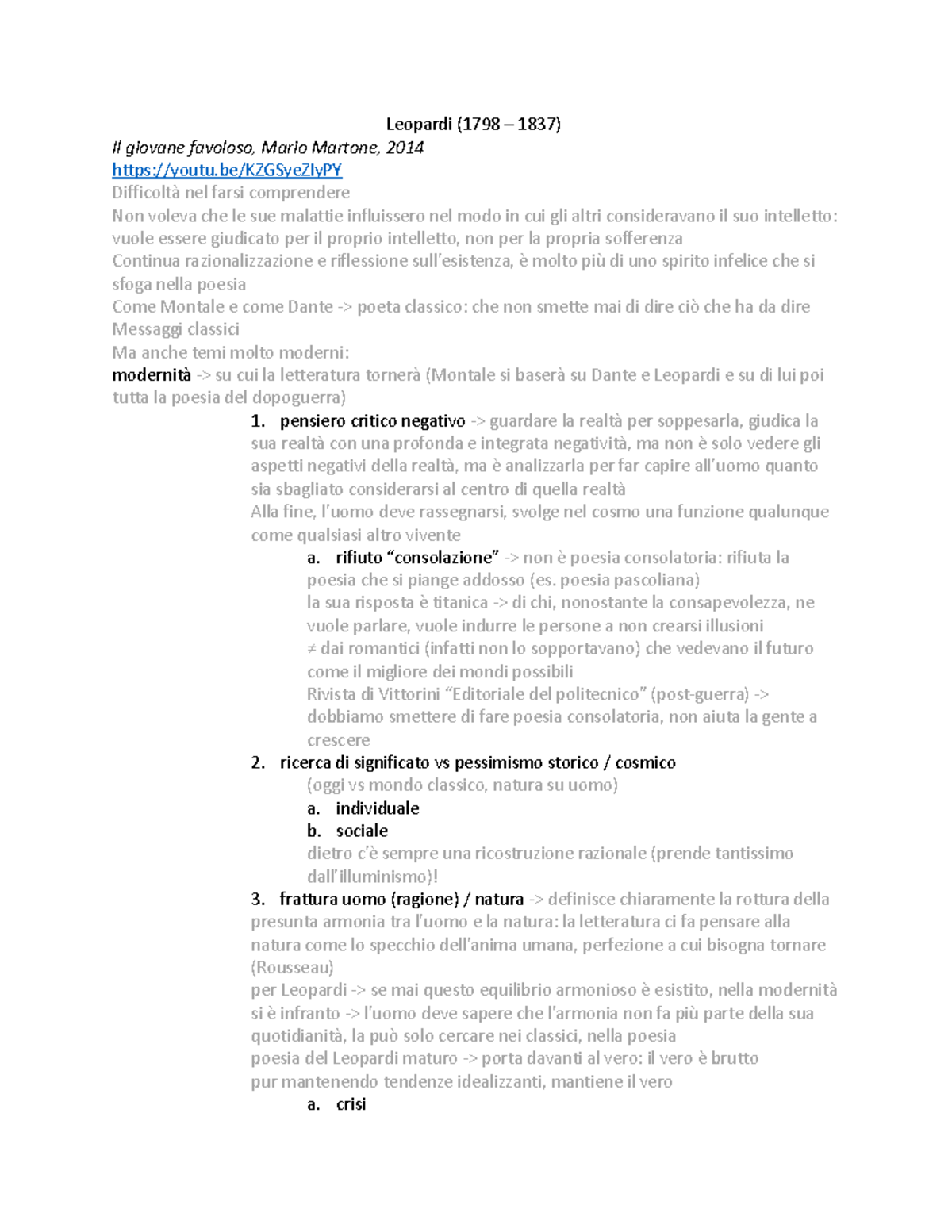 1. Leopardi - Leopardi (1798 – 1837) Il giovane favoloso, Mario Martone ...