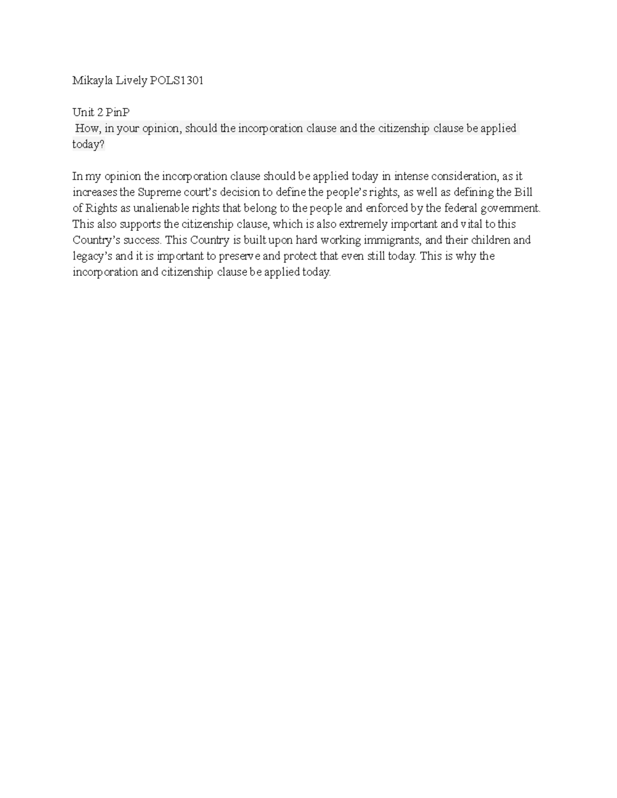 MLively Unit 2 Pin P - Examples of my work that earned a 100. - Mikayla ...