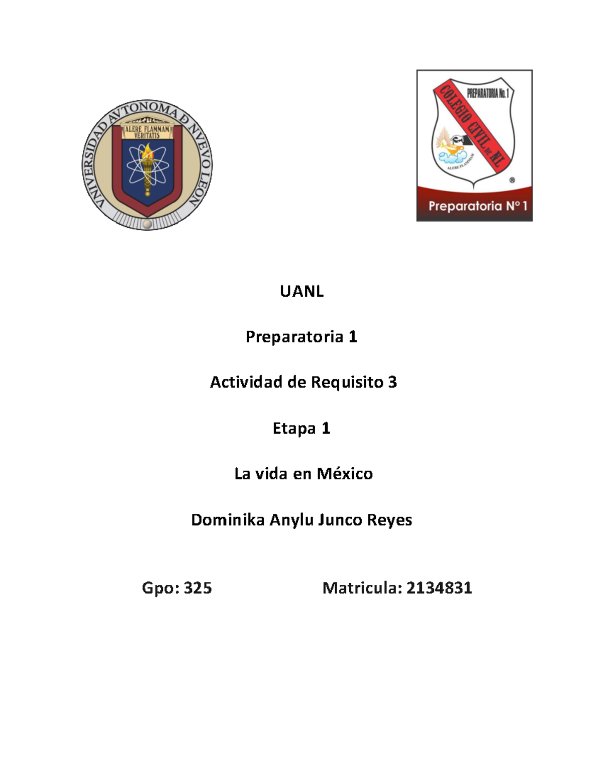 DAJR AR3 Etapa 1 LVM - Dimension 3 - UANL Preparatoria 1 Actividad de Requisito 3 Etapa 1 La ...