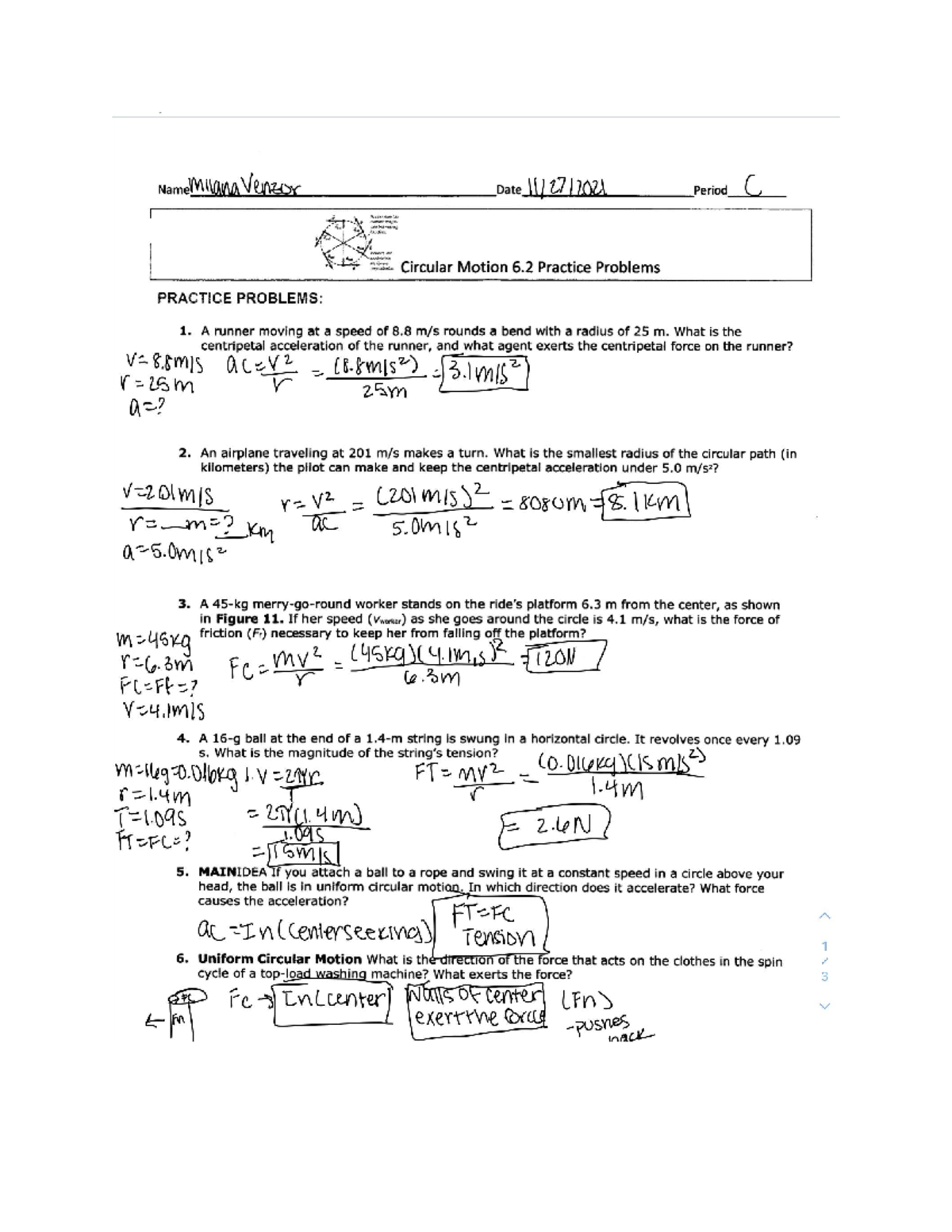 Circular motion 6 - Physics semester one - Studocu