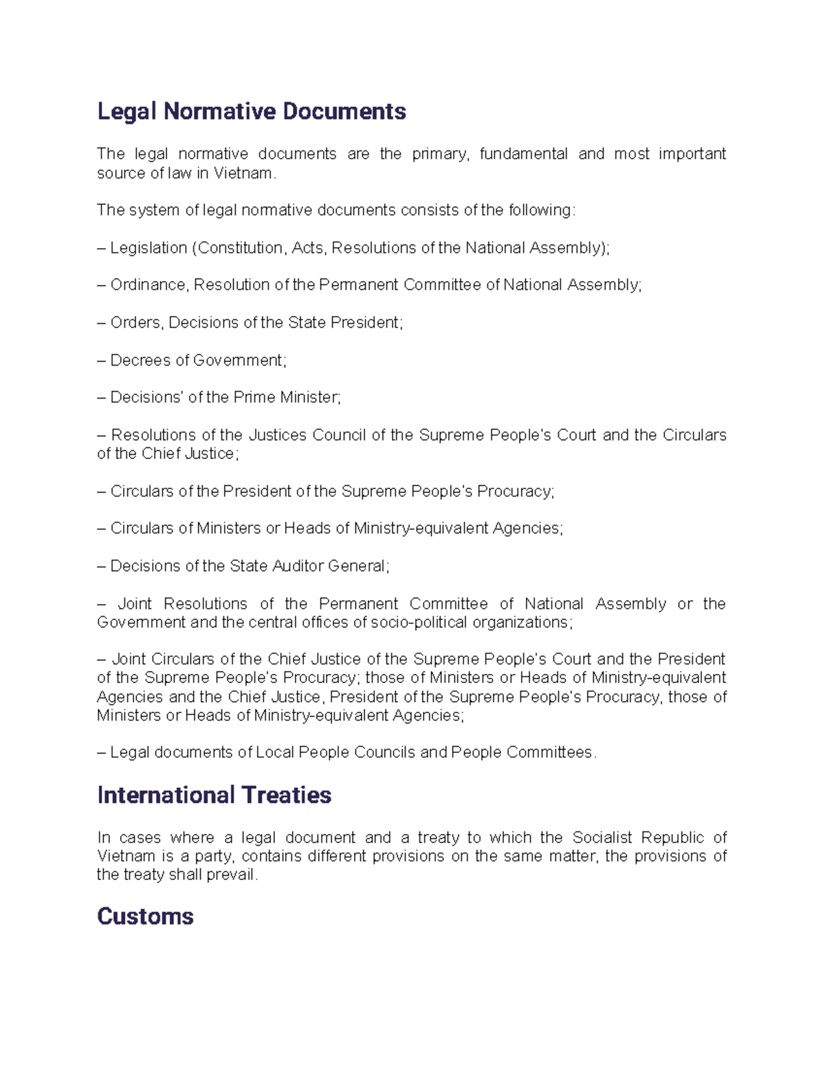 Overview of the VNese Legal System - Legal Normative Documents The ...