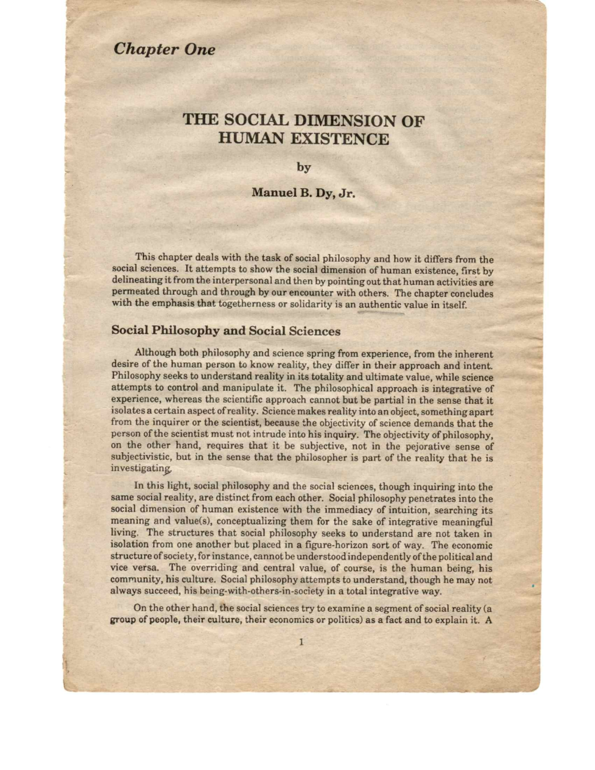 Social Dimension of Human Existence - BS accountancy - Studocu