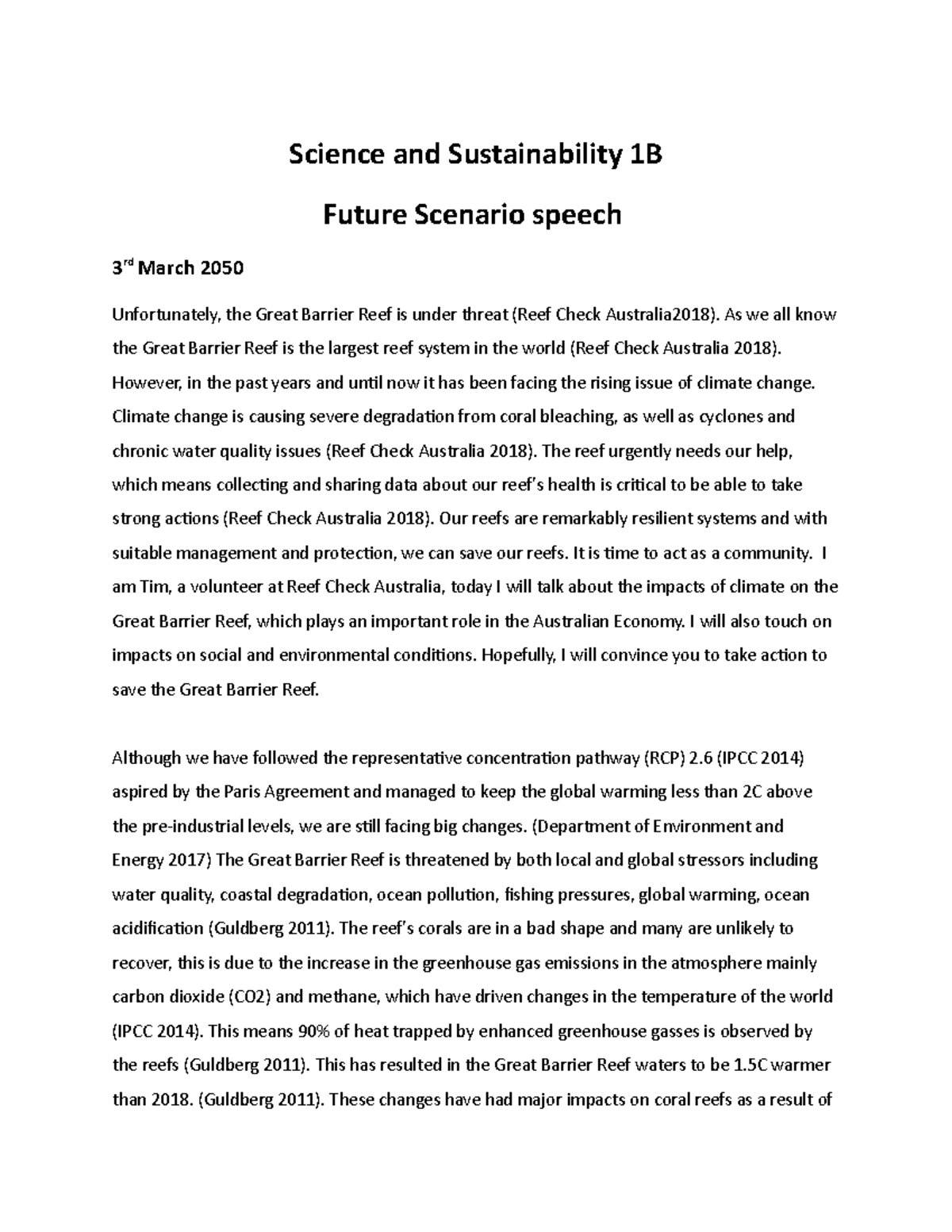 Future Scenario GBR - Science and Sustainability 1B Future Scenario ...