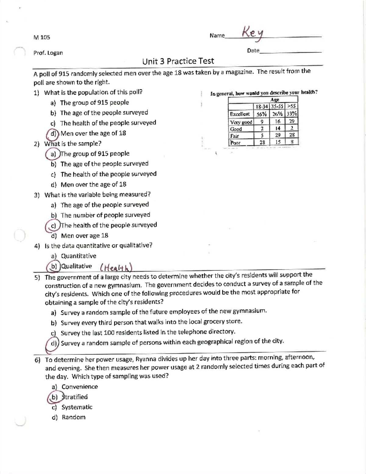 Unit 3 Practice Test KEY - BIOM 260 - Montana Tech - Studocu