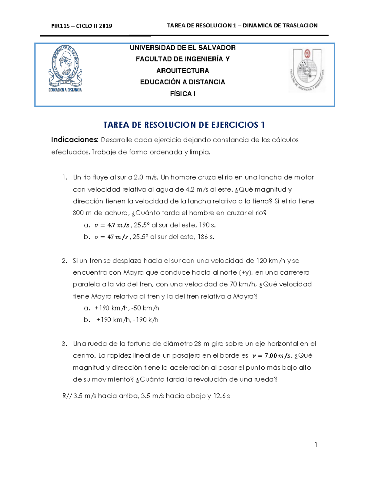 Tarea 1 DE Resolucion DE Ejercicios - Warning: TT: undefined function: 32 UNIVERSIDAD DE EL ...
